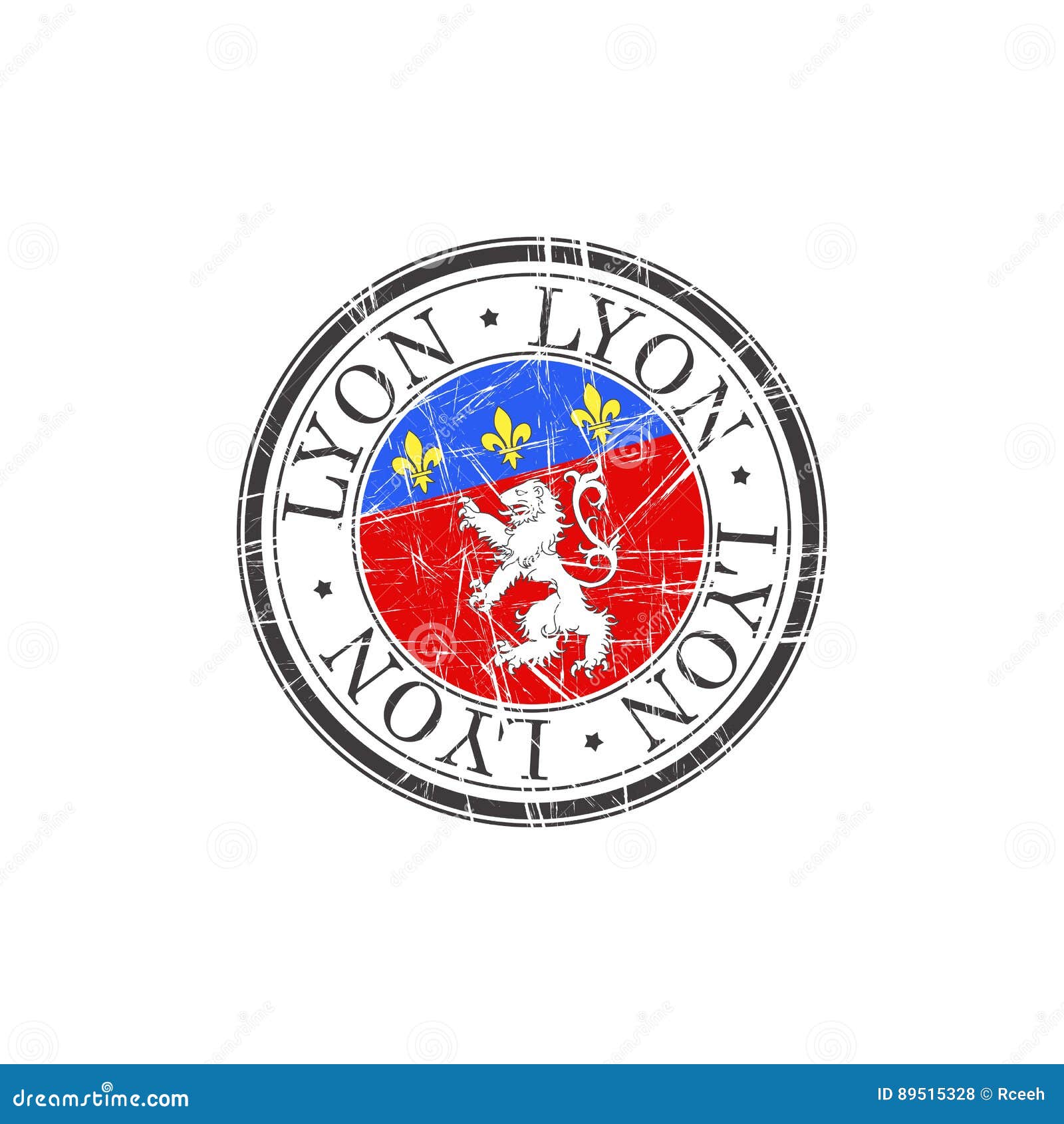 Lyon city stamp stock vector. Illustration of delivery - 89515328
