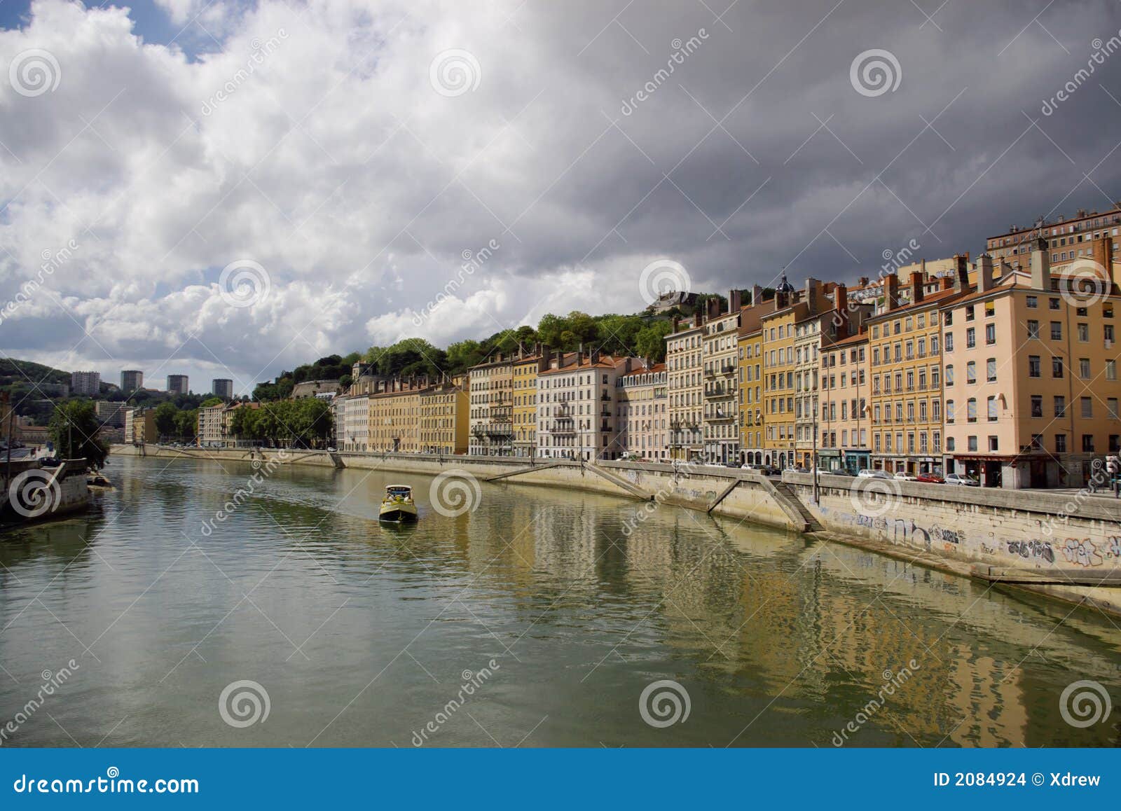 Lyon city waterfront stock photo. Image of receding, urban - 2084924