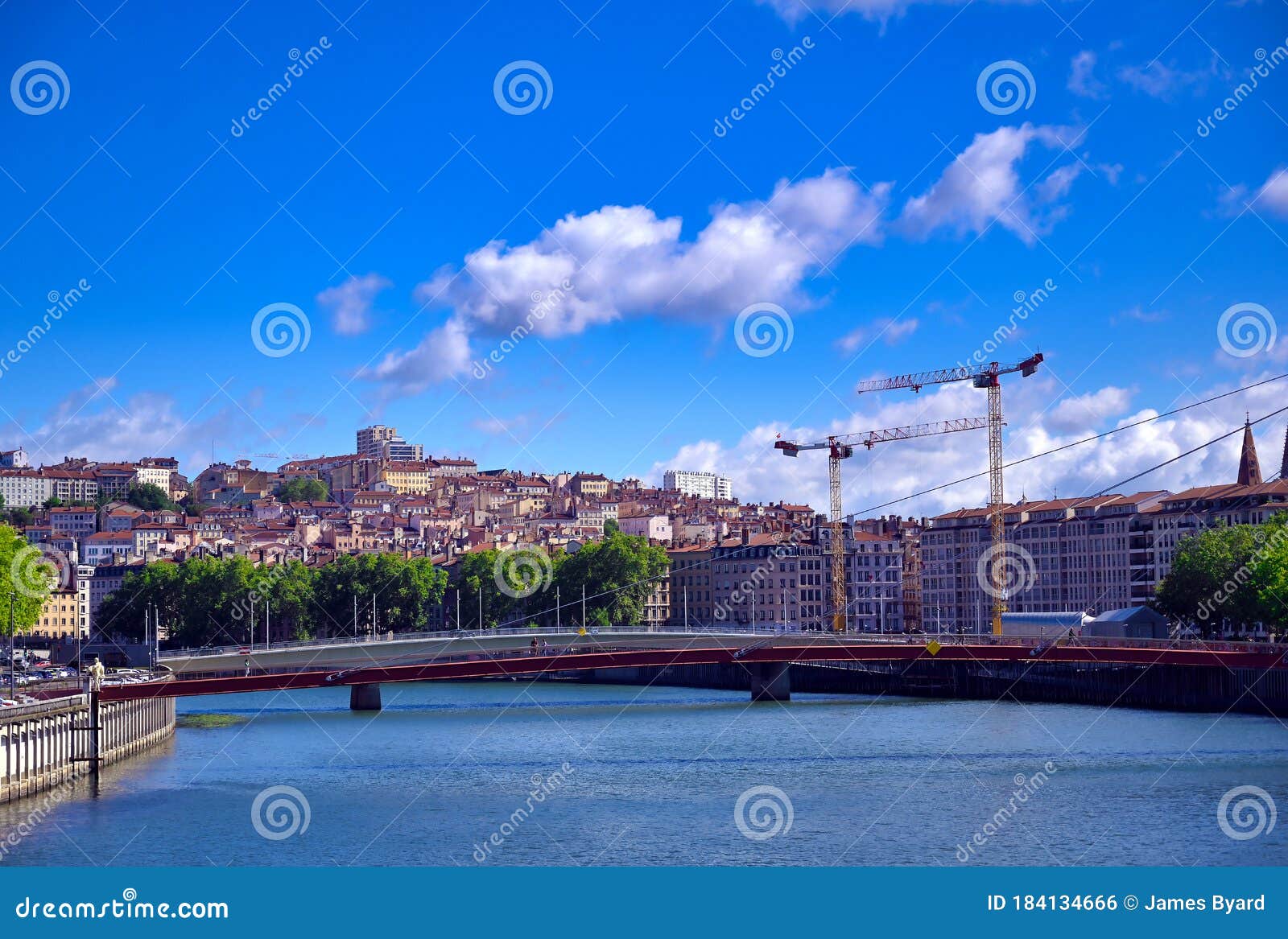 Panorama Of Saone River And The Quais De Saone Riverbank And Riverside ...