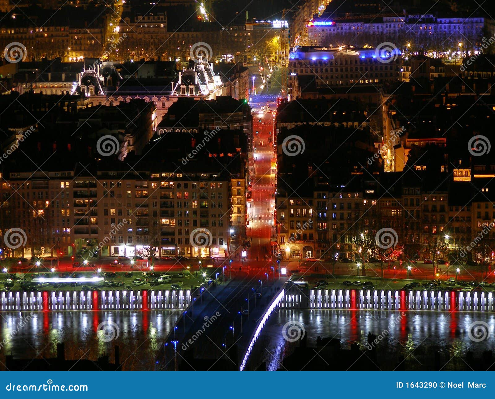 Lyon by night stock photo. Image of place, pedestrian - 1643290