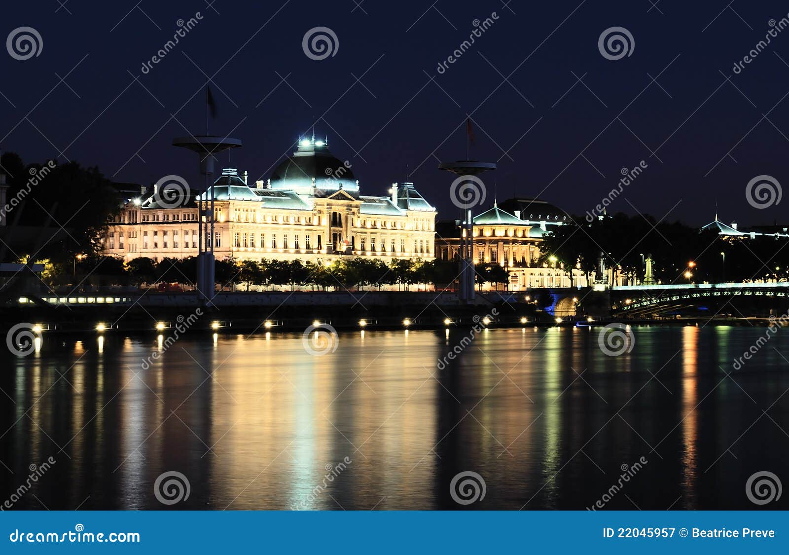 Lyon by night stock image. Image of france, light, building - 22045957