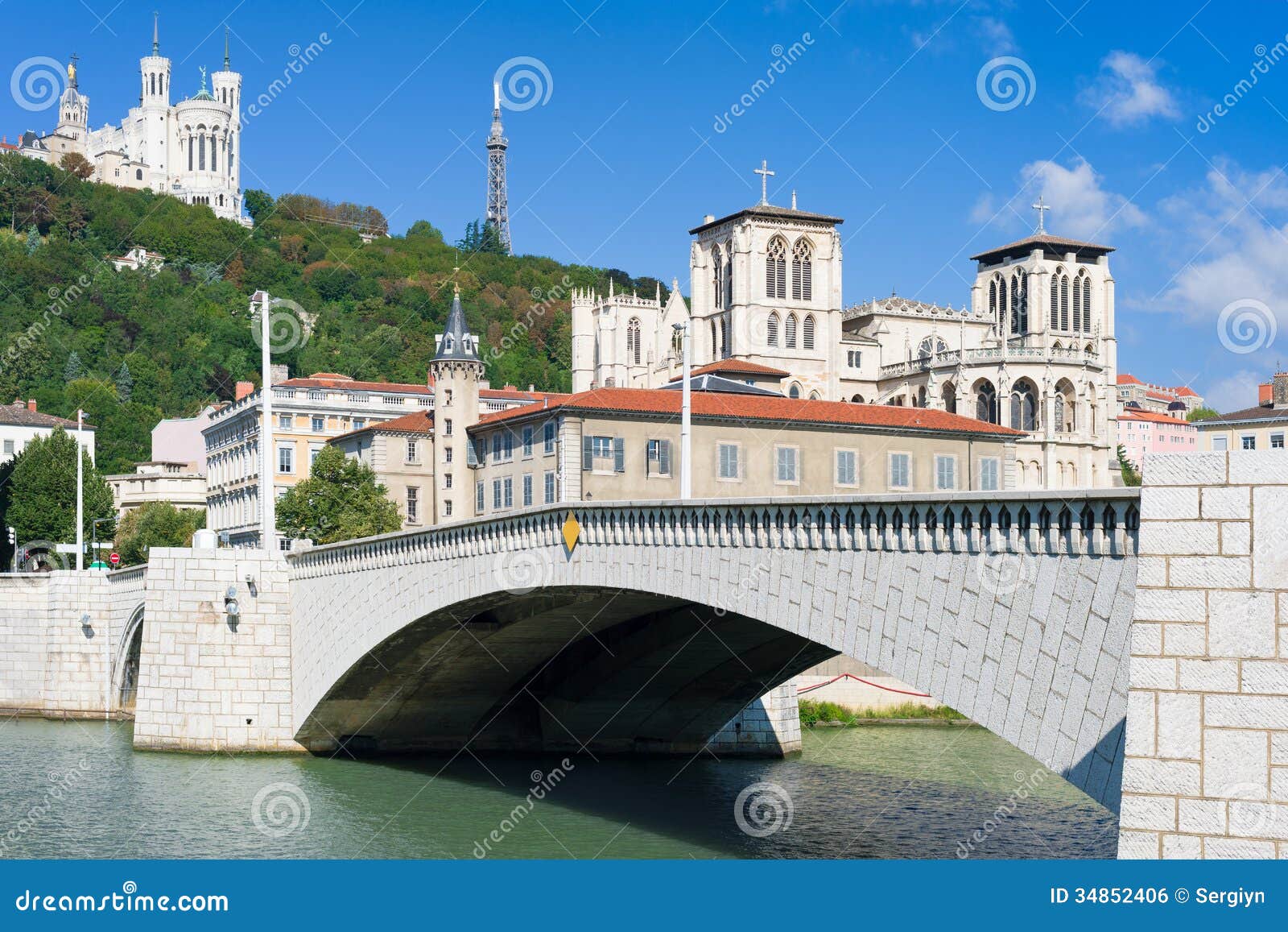 Lyon and Saone River in a Summer Day Stock Photo - Image of outdoors ...
