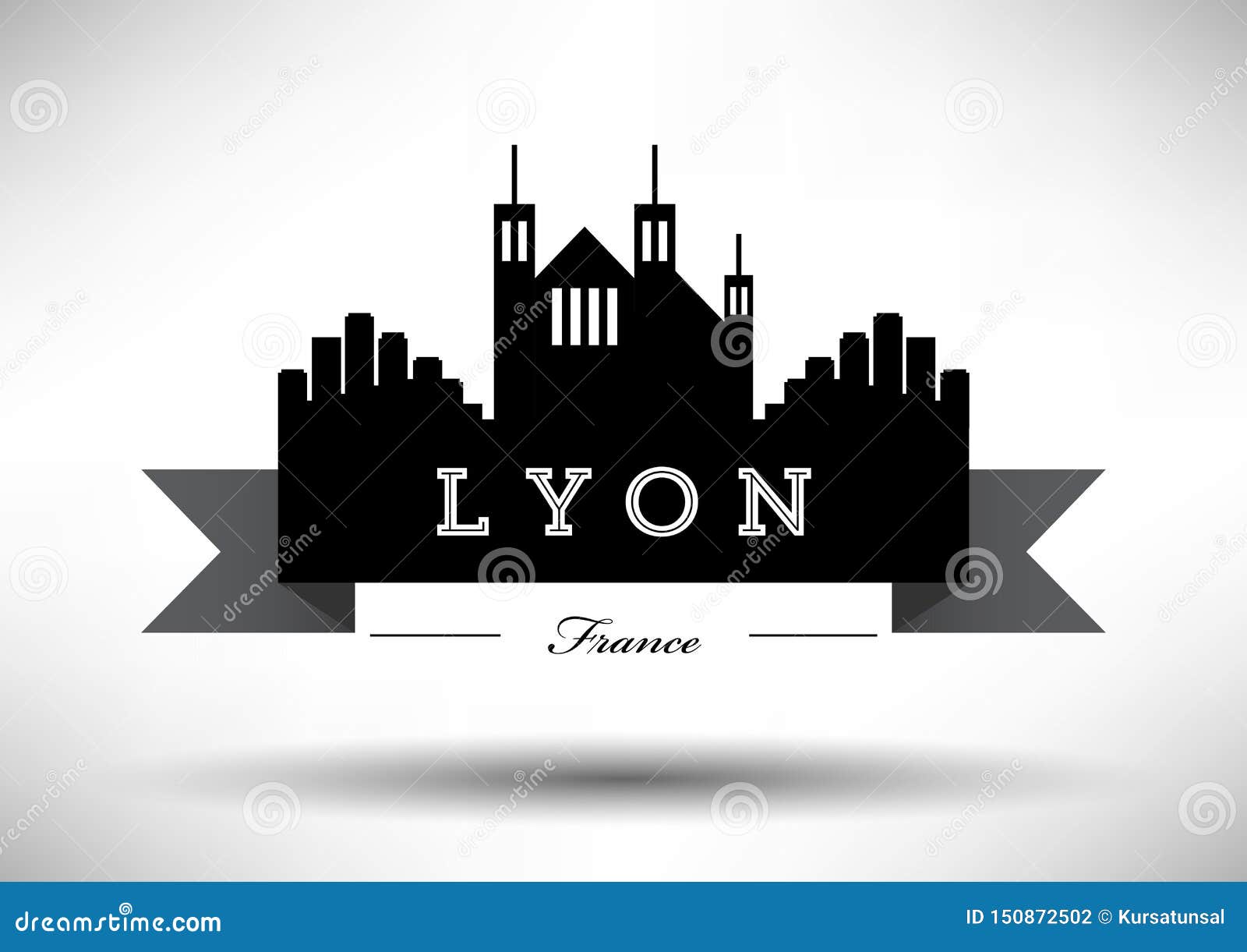 Lyon-Skyline Mit Typografischem Entwurf Vektor Abbildung - Illustration ...