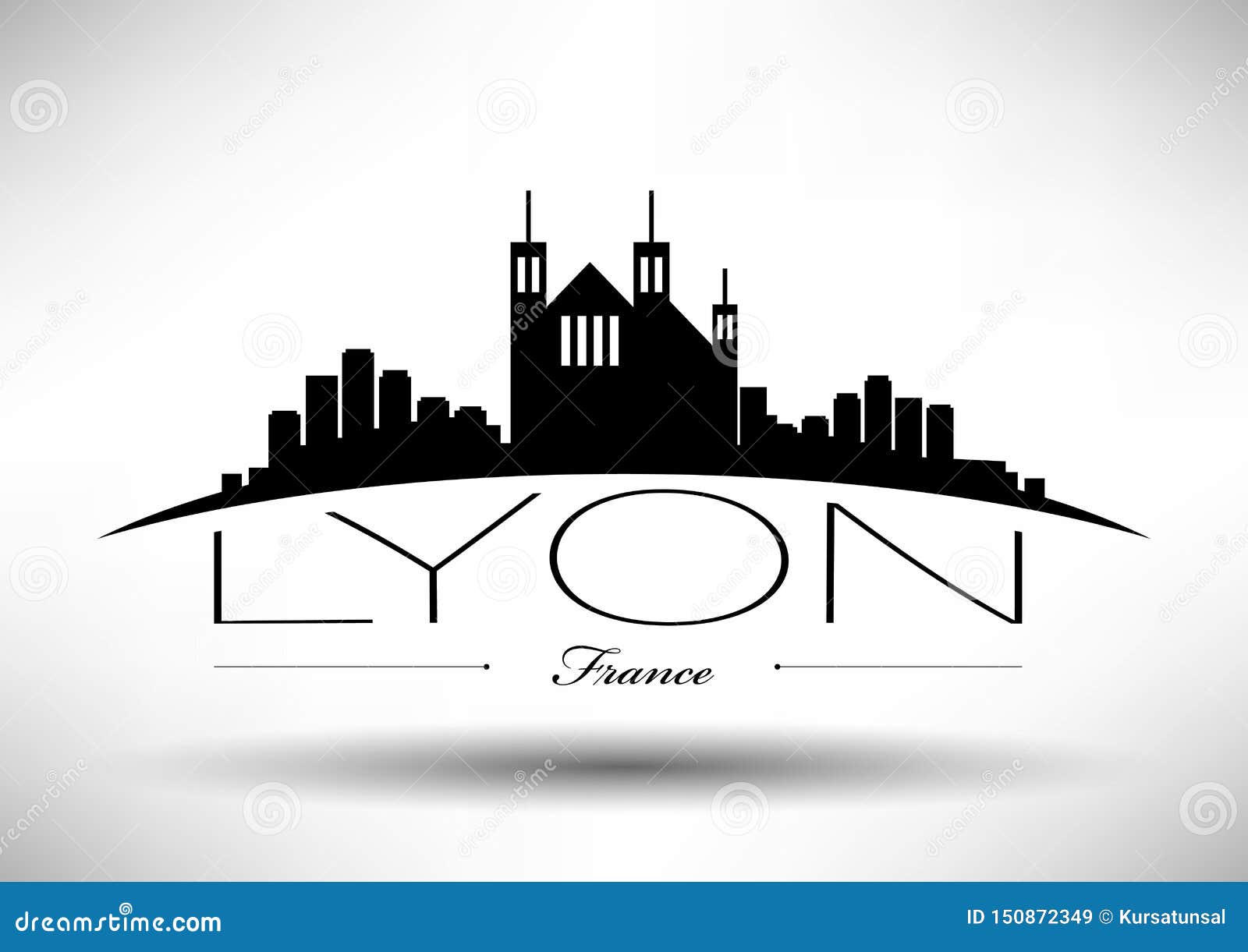 Lyon Skyline And Landmarks Silhouette Cartoon Vector | CartoonDealer ...