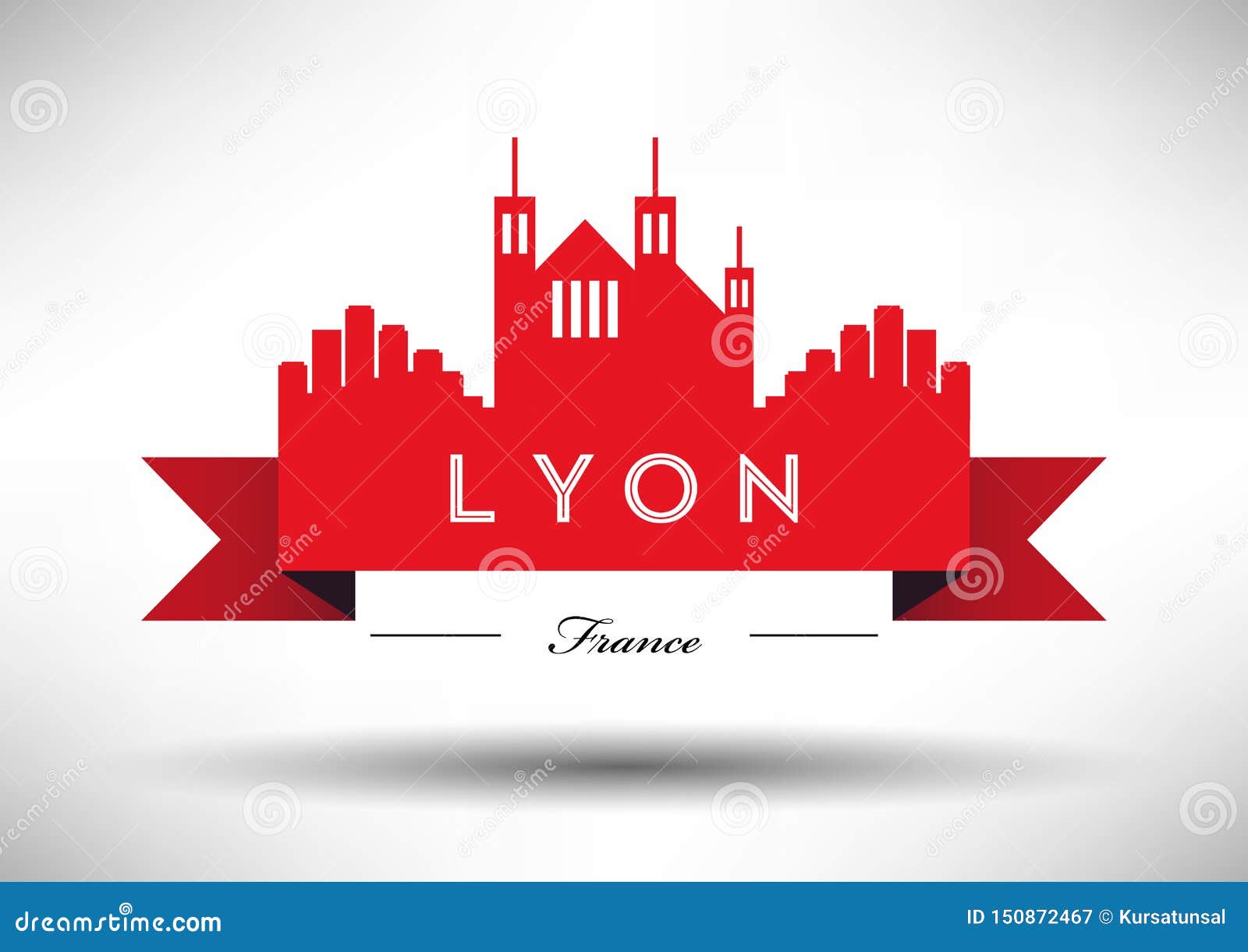 Lyon Skyline with Typographic Design Stock Vector - Illustration of ...