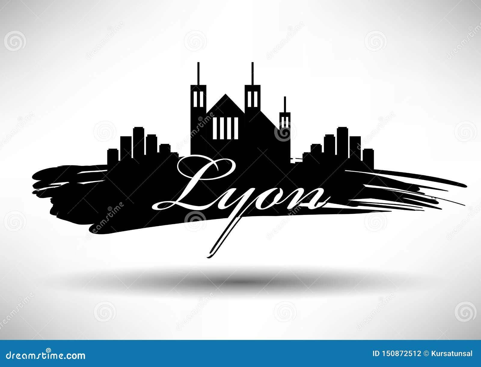 Lyon Skyline Silhouette. Cartoon Vector | CartoonDealer.com #217001149