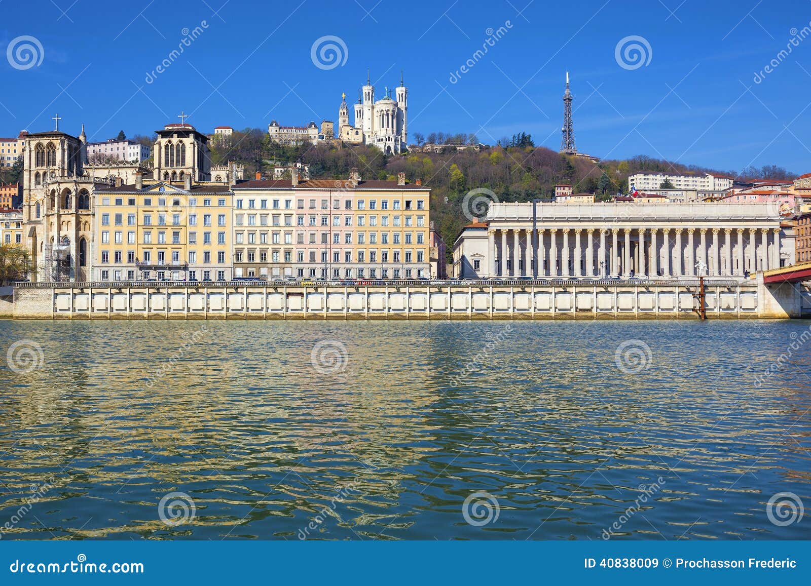 Lyon in spring stock image. Image of catholic, house - 40838009