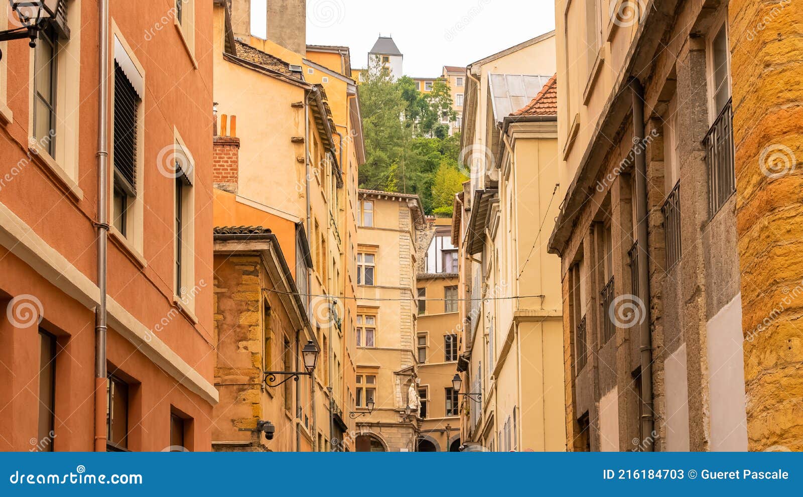 Lyon, typical buildings stock image. Image of lyon, hill - 216184703
