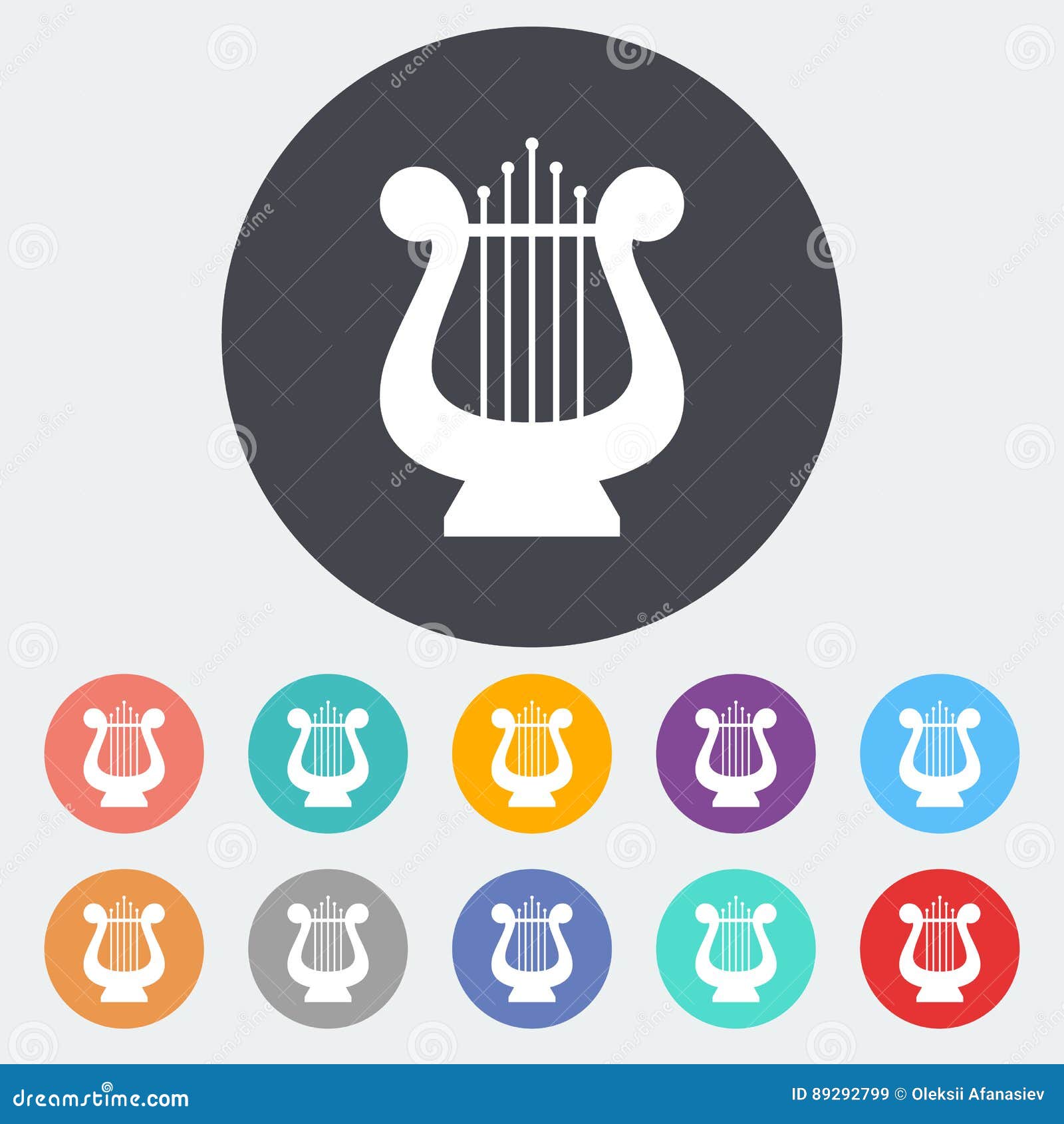 Lyra flat icon stock vector. Illustration of musician - 89292799