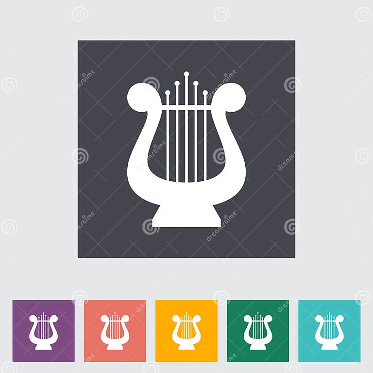 Lyra flat icon stock vector. Illustration of orange, greek - 91621096