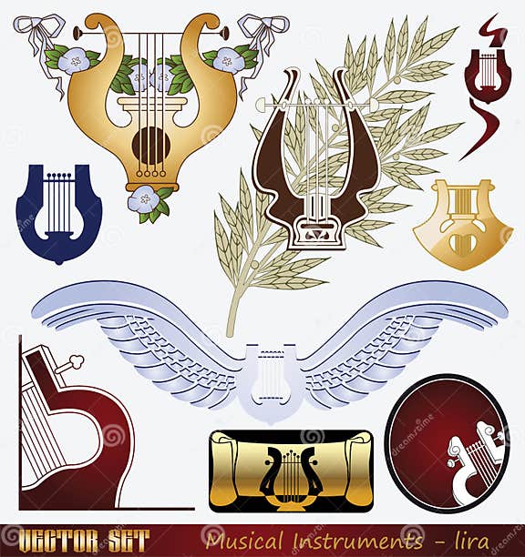 Lyre stock vector. Illustration of emblem, adorned, icon - 16016377