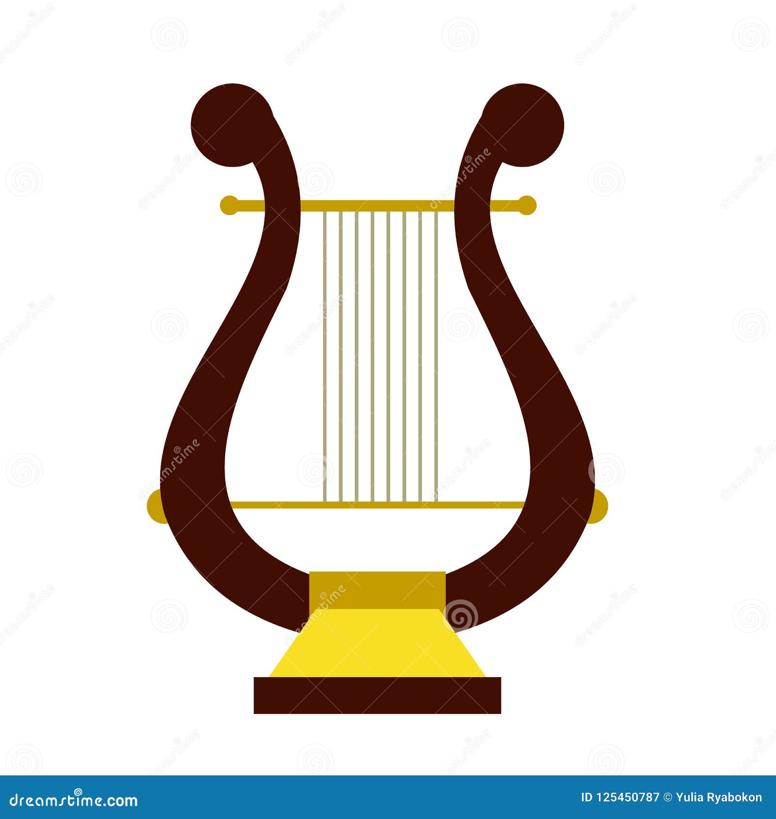Lyre flat icon stock illustration. Illustration of melody - 125450787
