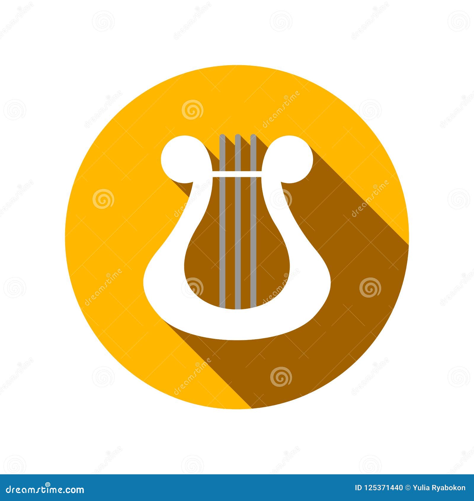 Lyre flat icon stock illustration. Illustration of lira - 125371440