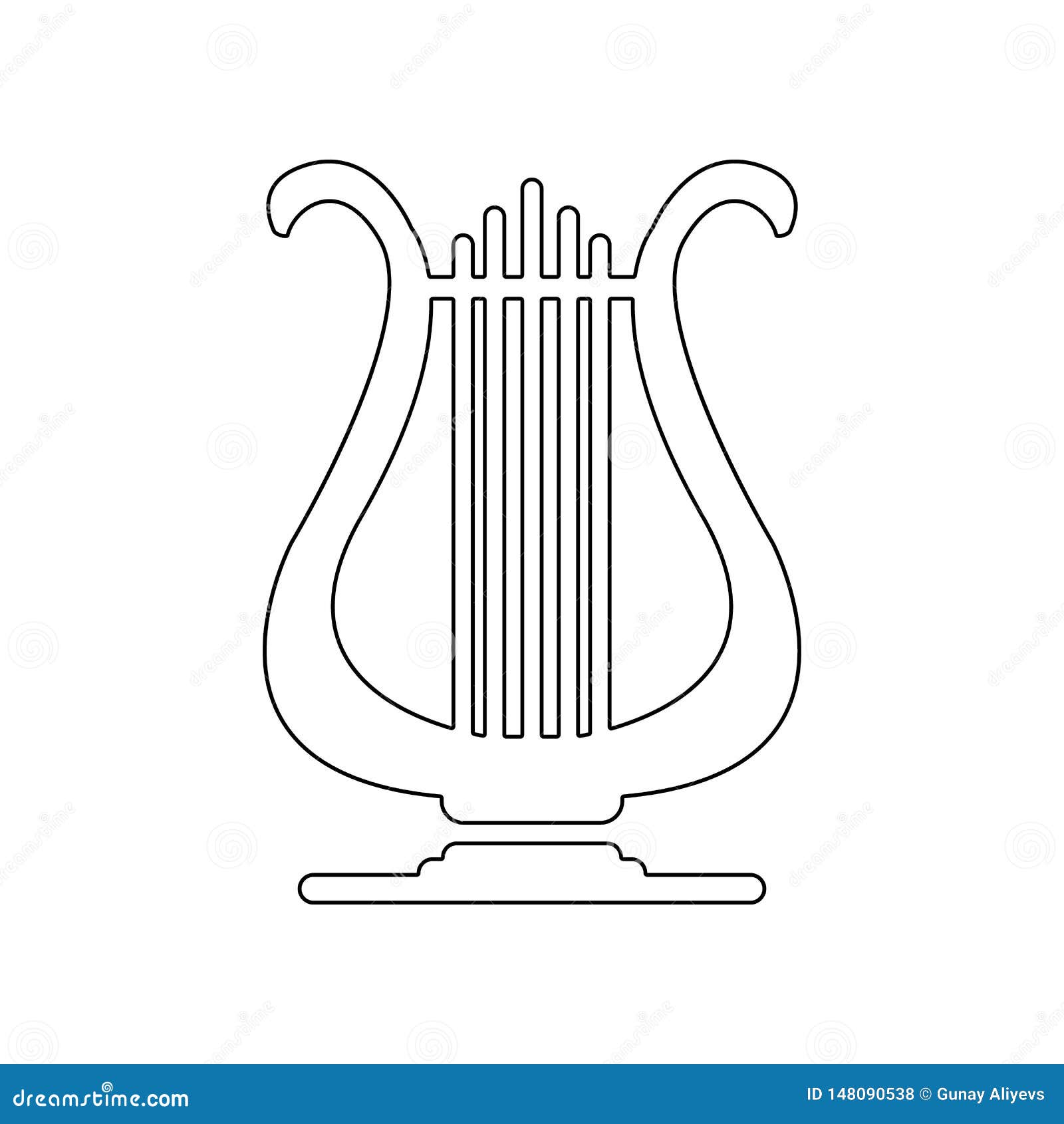 Lyre Line Drawing Cartoon Style. String Instrument Lyre Clipart Drawing ...