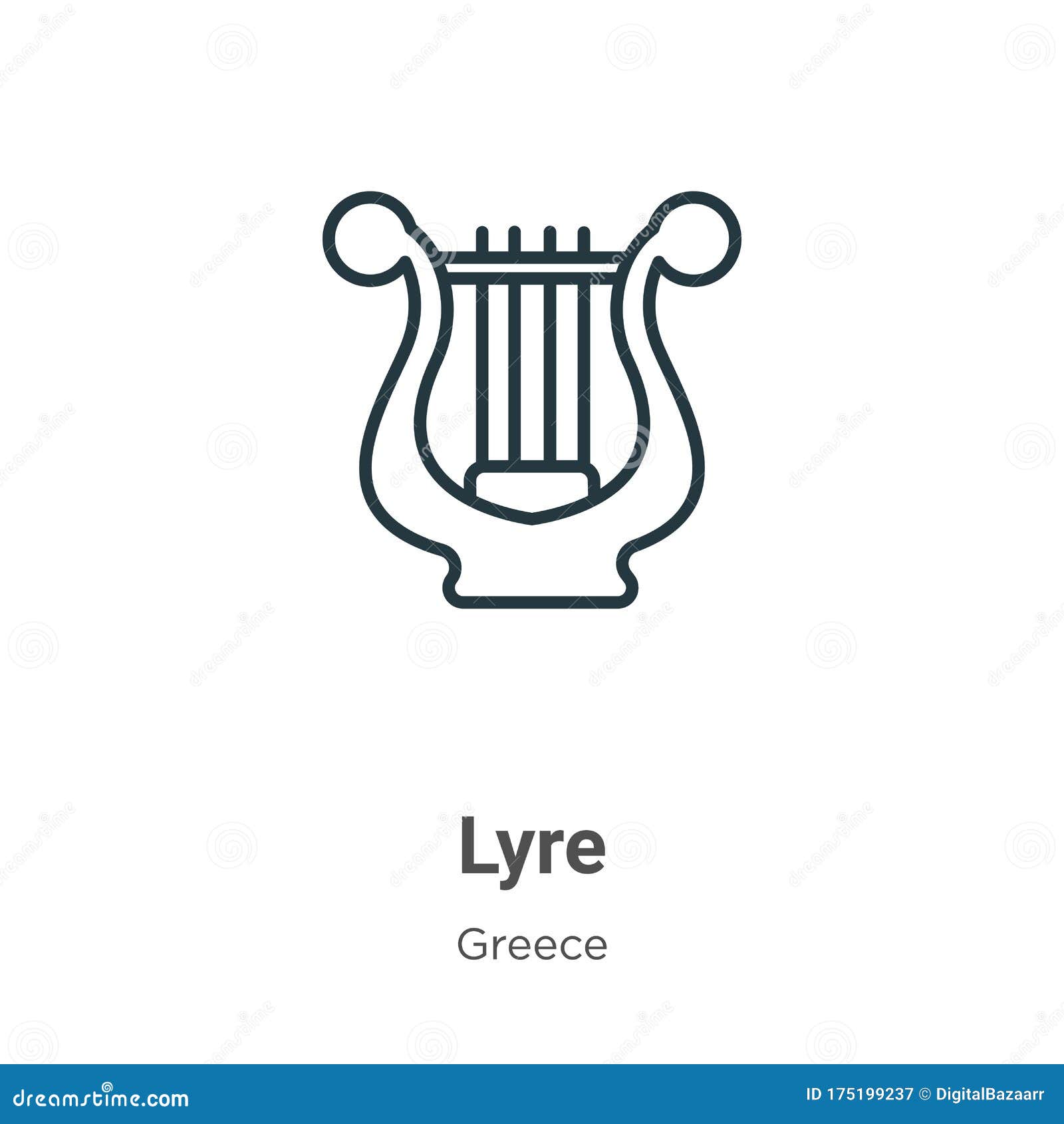 Lyre Outline Vector Icon. Thin Line Black Lyre Icon, Flat Vector Simple ...