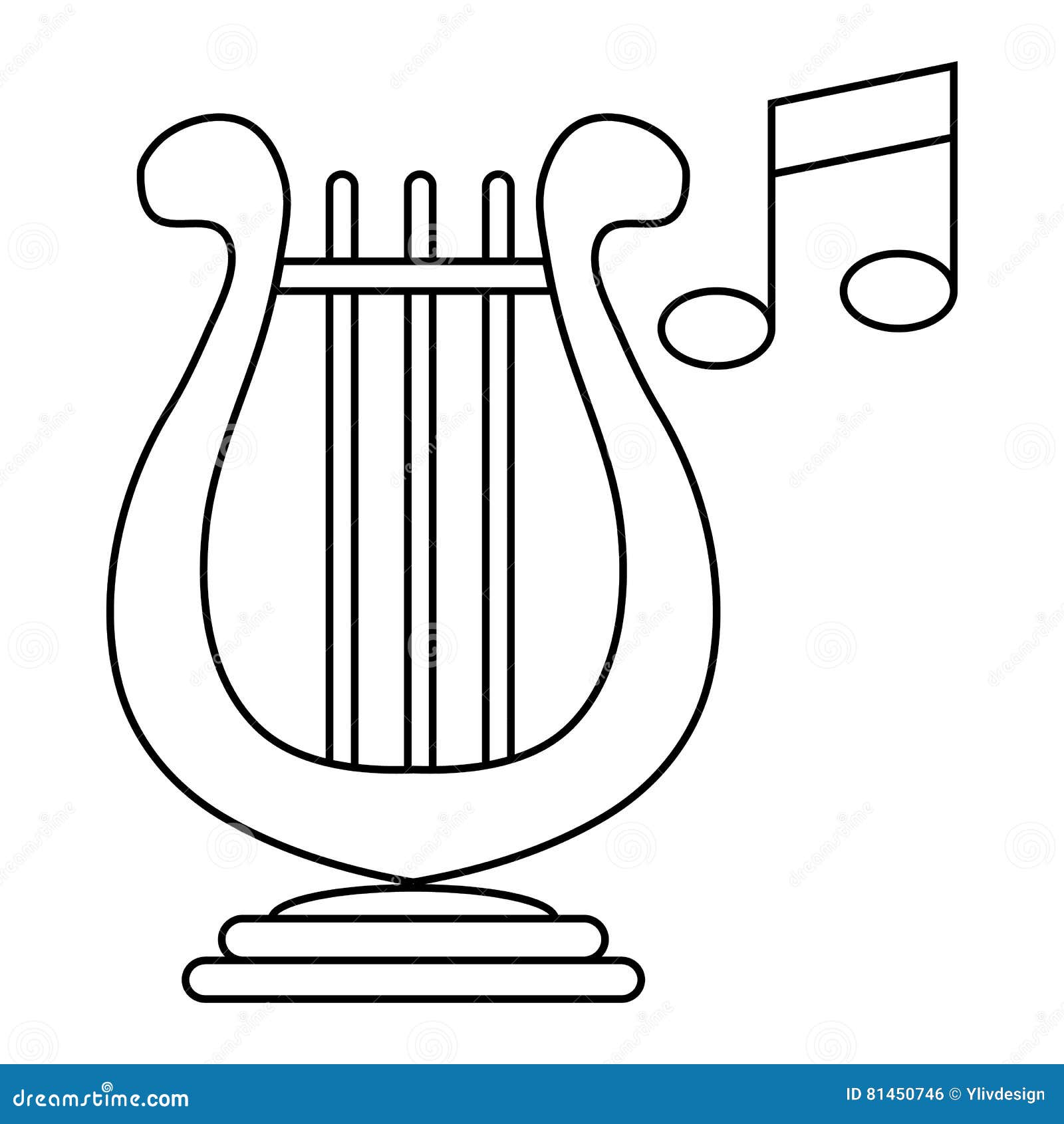 Lyre and Two Notes Icon, Outline Style Stock Vector - Illustration of ...