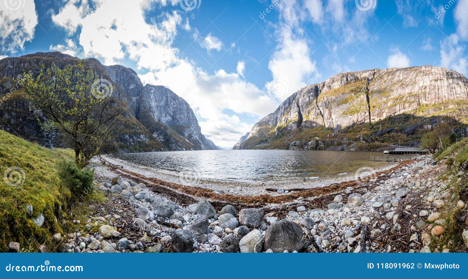 Lysebotn Fjord Panorama Summer or Fall Stock Photo - Image of ocean ...