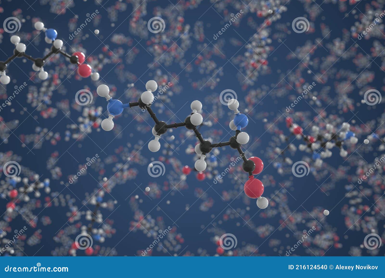 Lysine Molecule, Scientific Molecular Model, 3d Rendering Royalty-Free ...