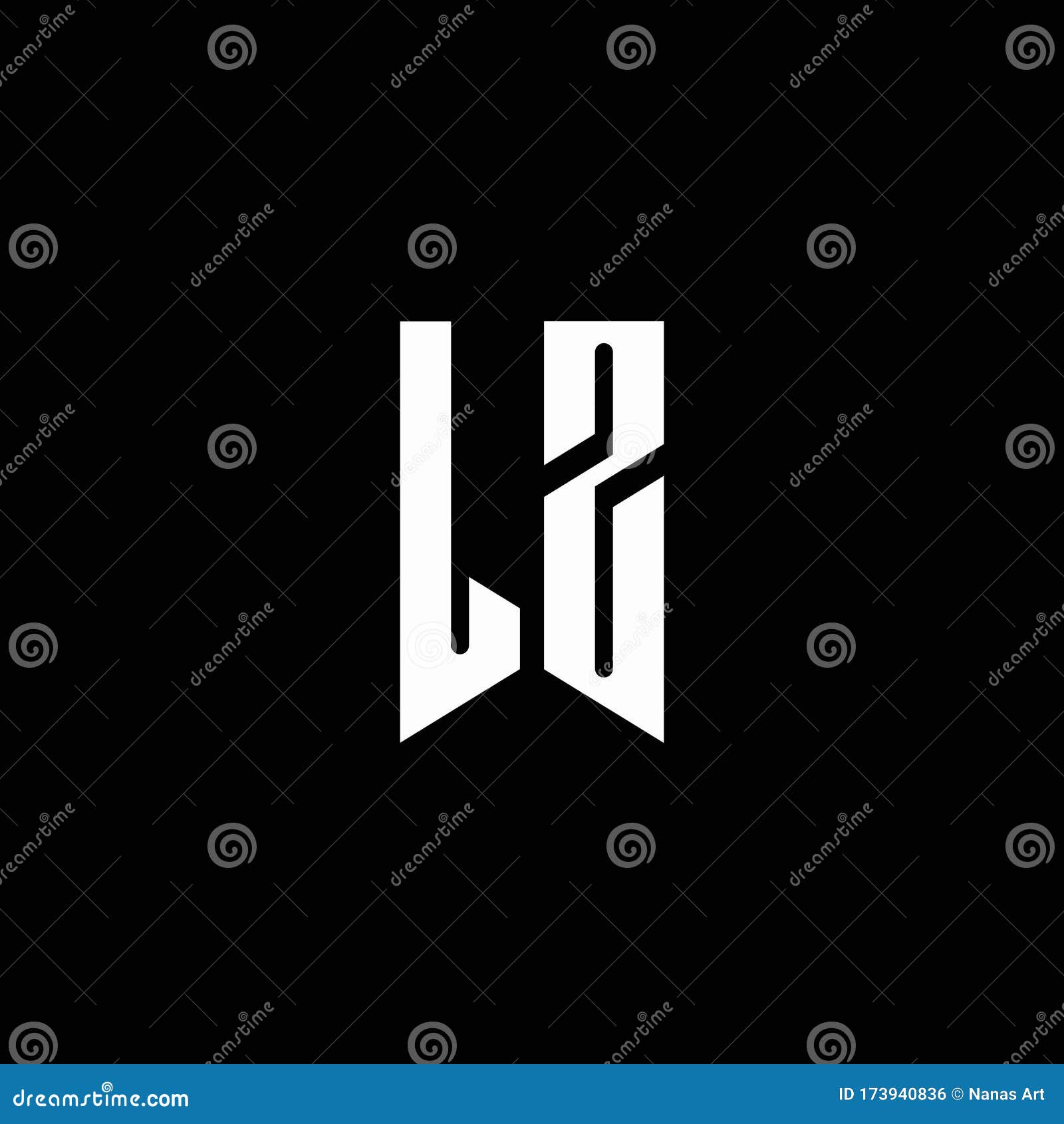 LZ Logo Monogram with Emblem Style Isolated on Black Background Stock ...