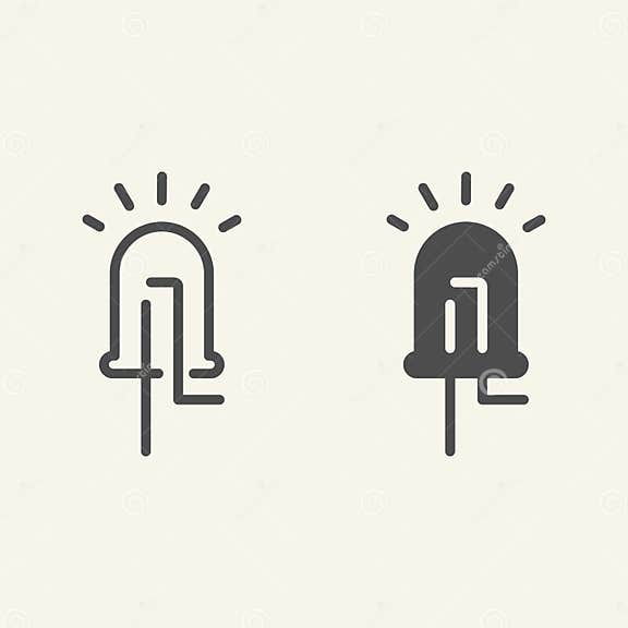 Línea Del Diodo Electroluminoso E Icono Del Glyph Ejemplo Llevado Del