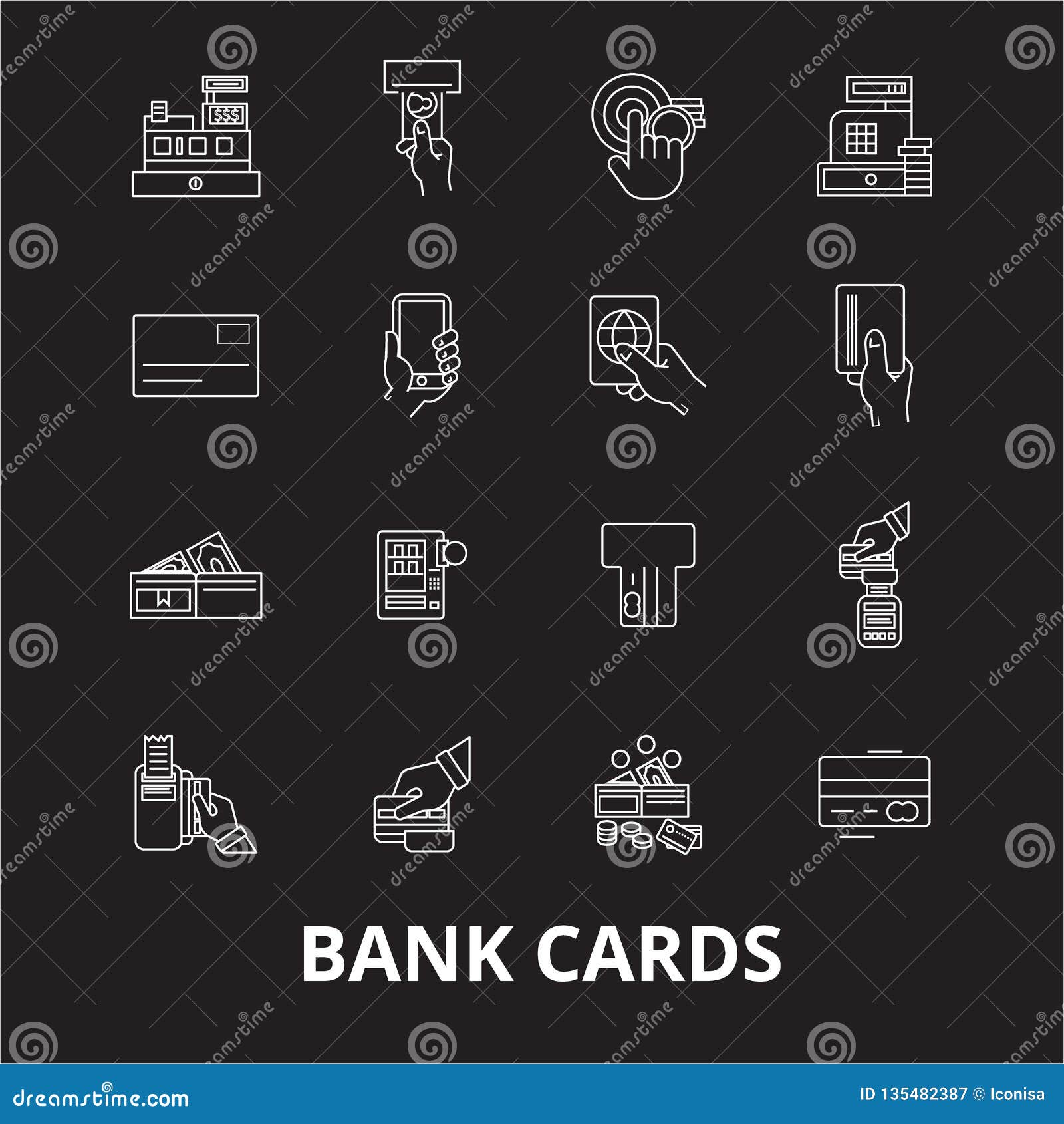 Línea Editable Sistema De Las Tarjetas De Banco Del Vector De Los ... Línea Editable Sistema De Las Tarjetas De Banco Del Vector De Los ...