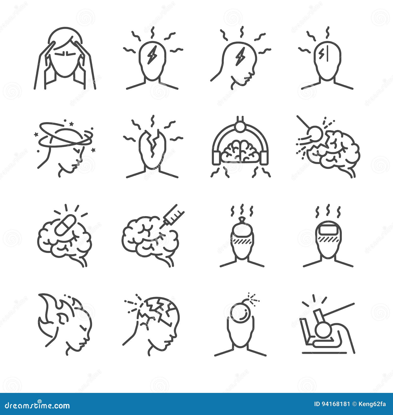 Línea Sistema Del Dolor De Cabeza Del Icono Incluyó Los Iconos Como ... Línea Sistema Del Dolor De Cabeza Del Icono Incluyó Los Iconos Como ...