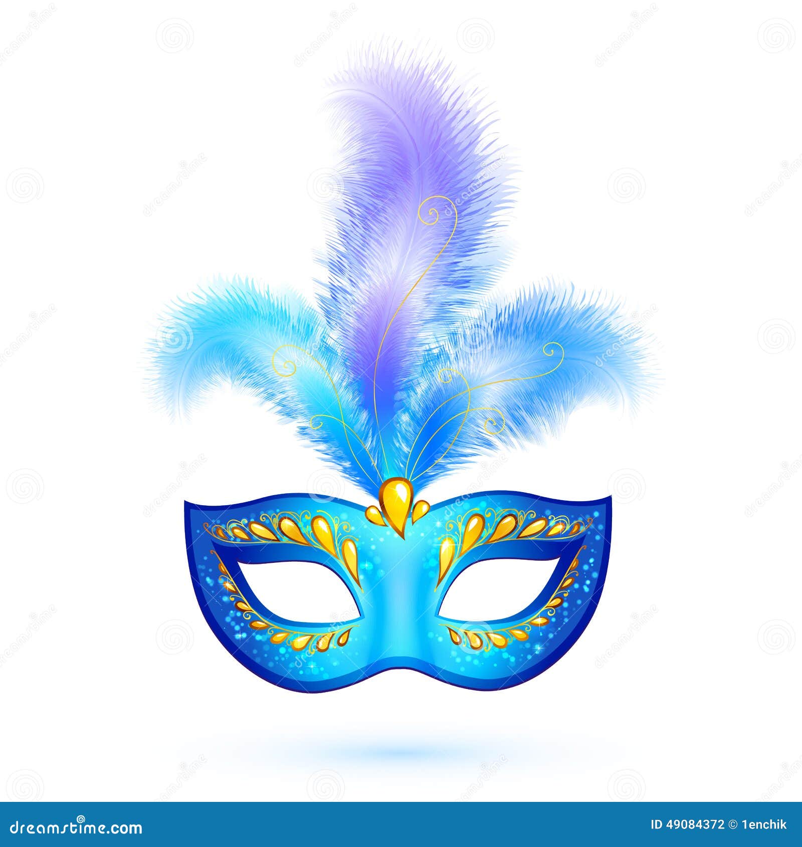 Máscara Aislada Azul Del Carnaval Con Las Plumas Ilustración del Vector ...