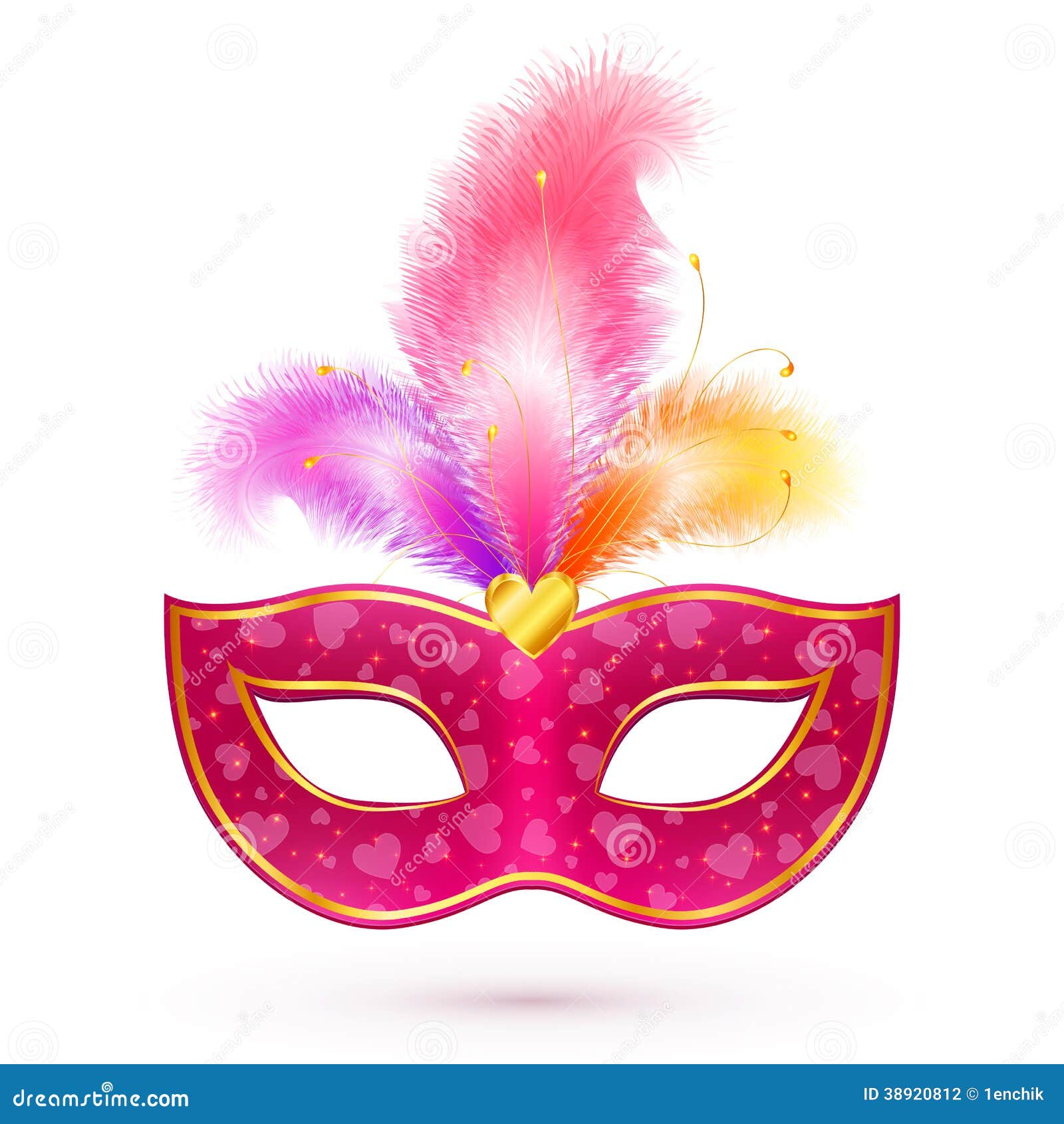 Máscara Cor-de-rosa Do Carnaval Com Penas Ilustração do Vetor ...