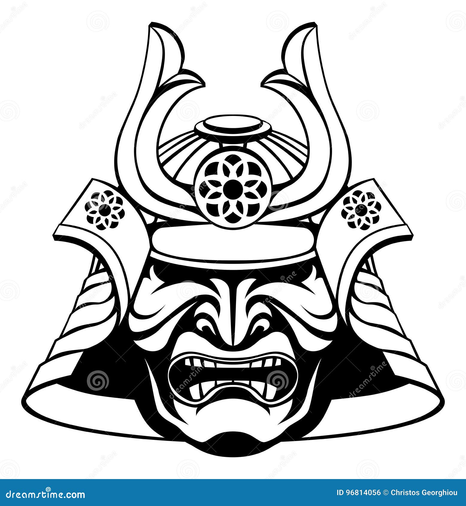 Máscara Estilizada Del Samurai Ilustración del Vector - Ilustración de ...