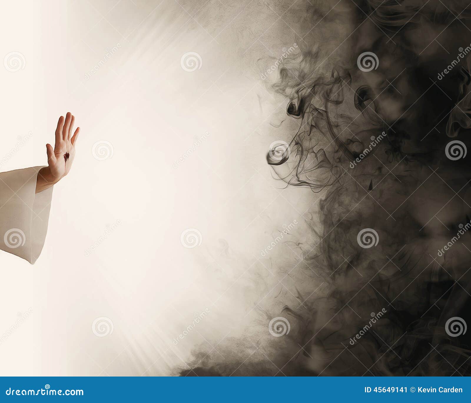 Mão De Jesus Que Para a Escuridão Imagem de Stock - Imagem de fumo ...