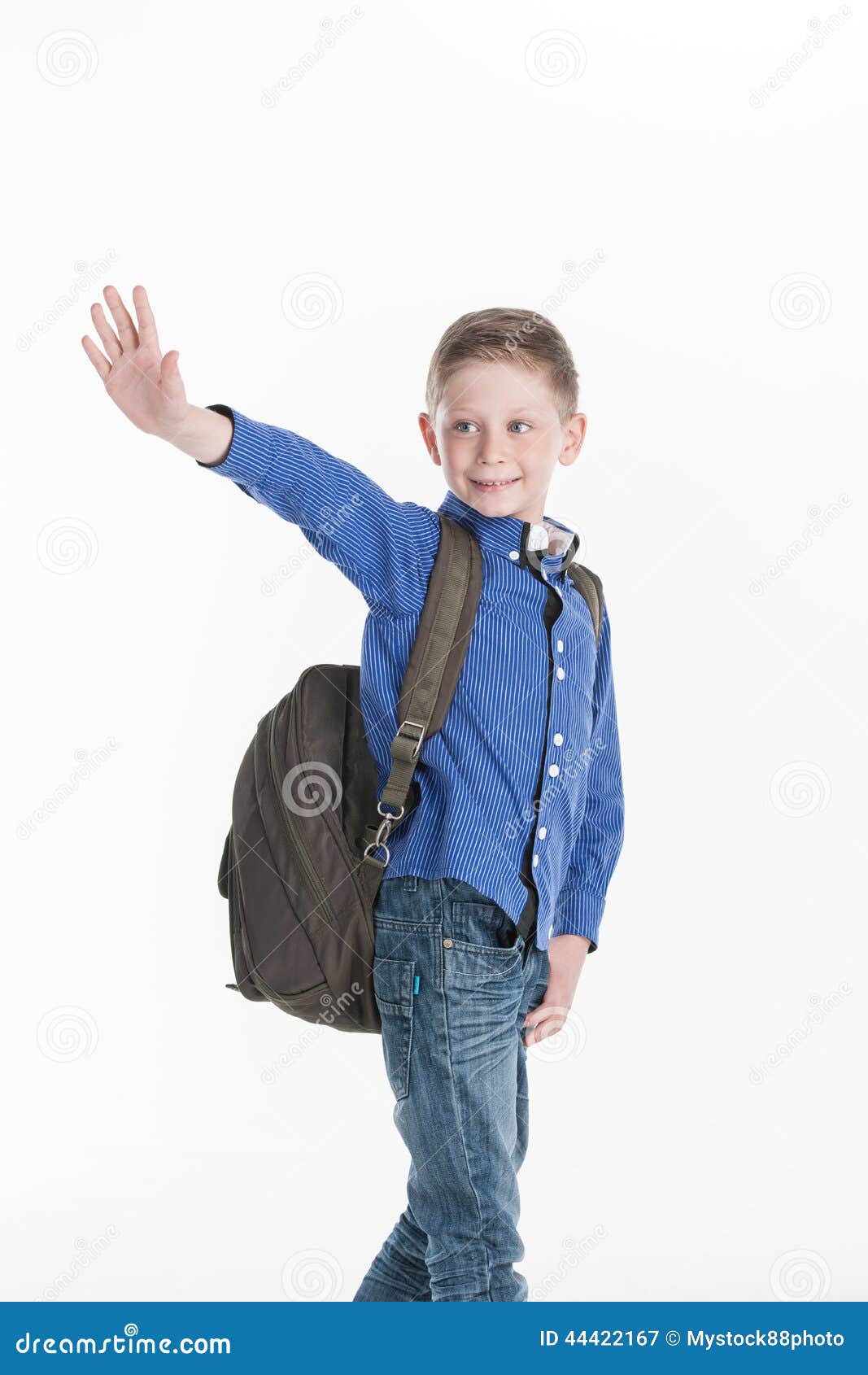 Mão Estando E De Ondulação Do Menino No Branco Imagem de Stock - Imagem ...