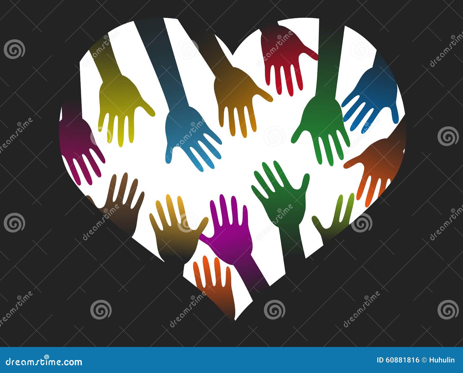 Mãos Da Cor Da Diversidade Do Coração Ilustração do Vetor - Ilustração ...