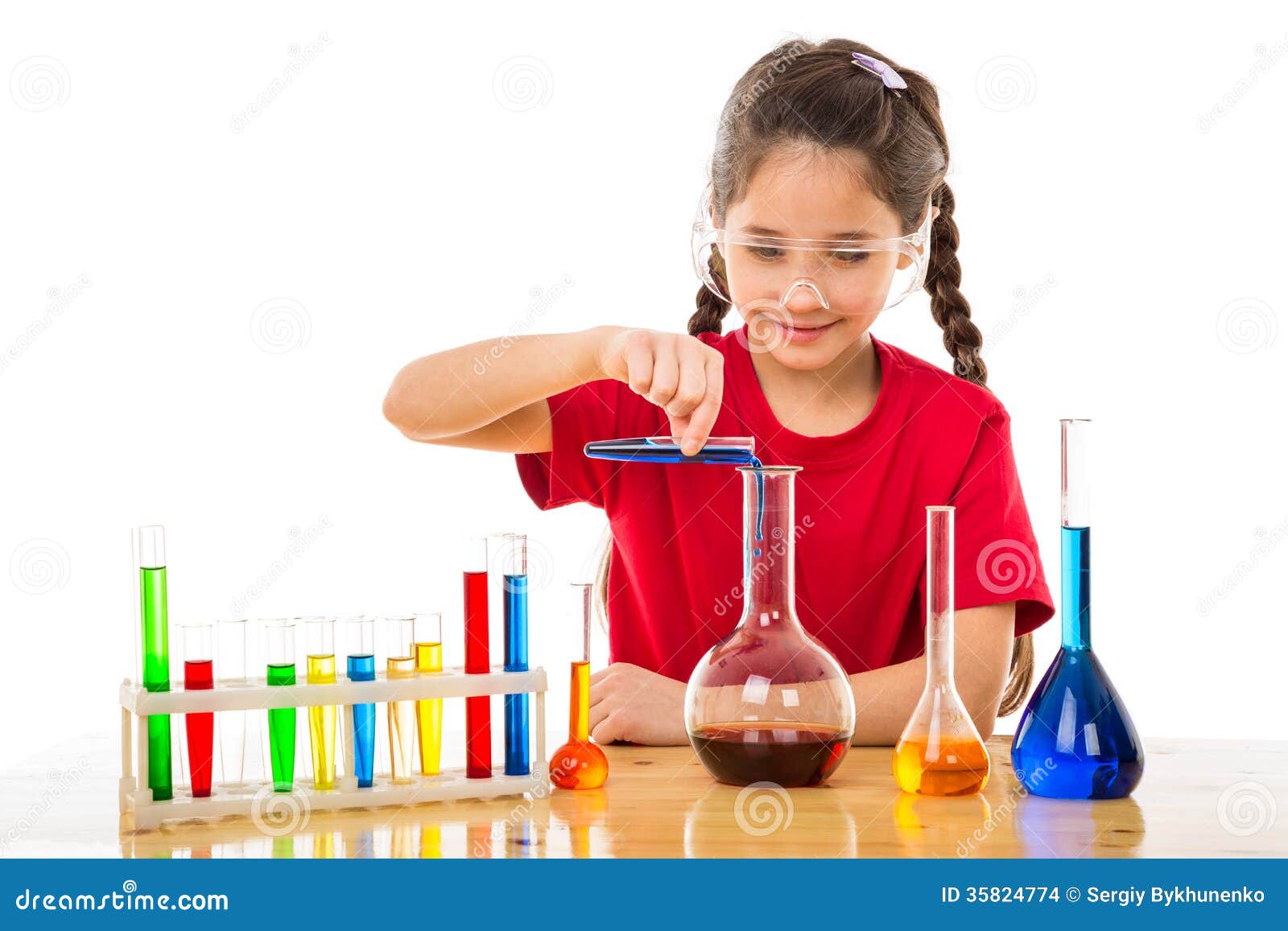 Mädchen, Das Chemische Experimente Macht Stockfoto - Bild von gläser ...