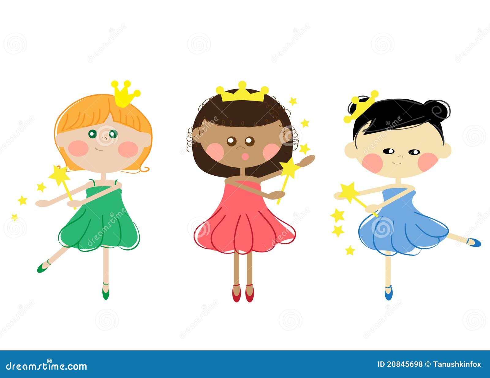 Mädchen-Prinzessinnen vektor abbildung. Illustration von drei - 20845698