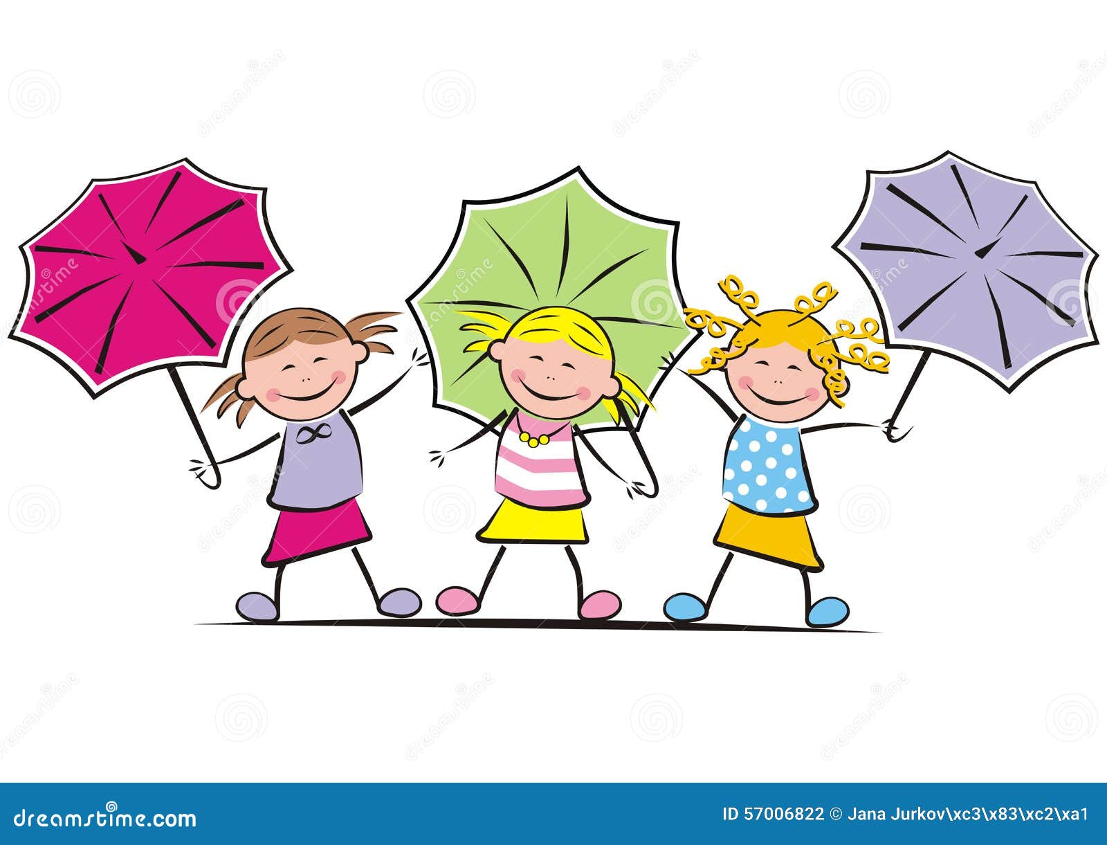 Mädchen und Regenschirm vektor abbildung. Illustration von farbe - 57006822