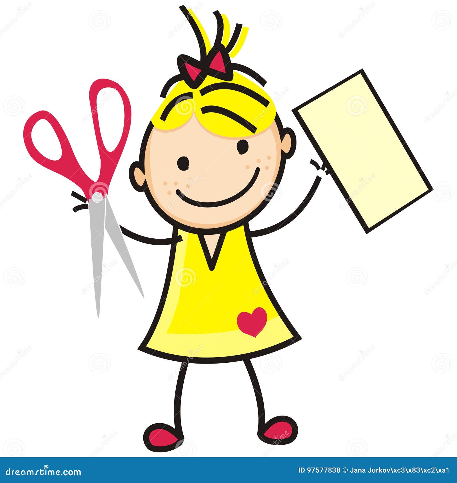 Mädchen und Scheren vektor abbildung. Illustration von nachricht - 97577838