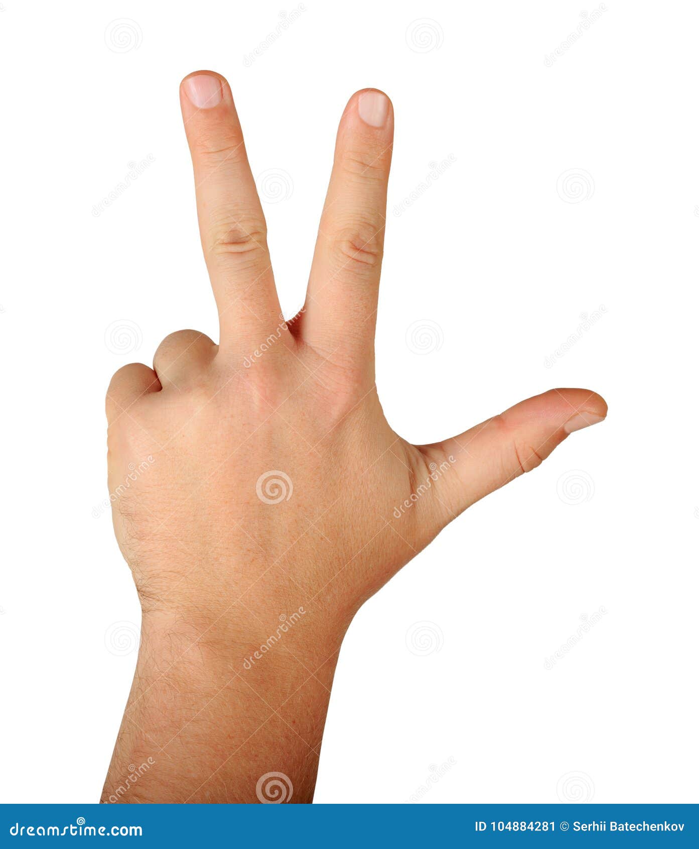 Männliche Hand Der Geste Mit Drei Fingern Stockbild - Bild von ...