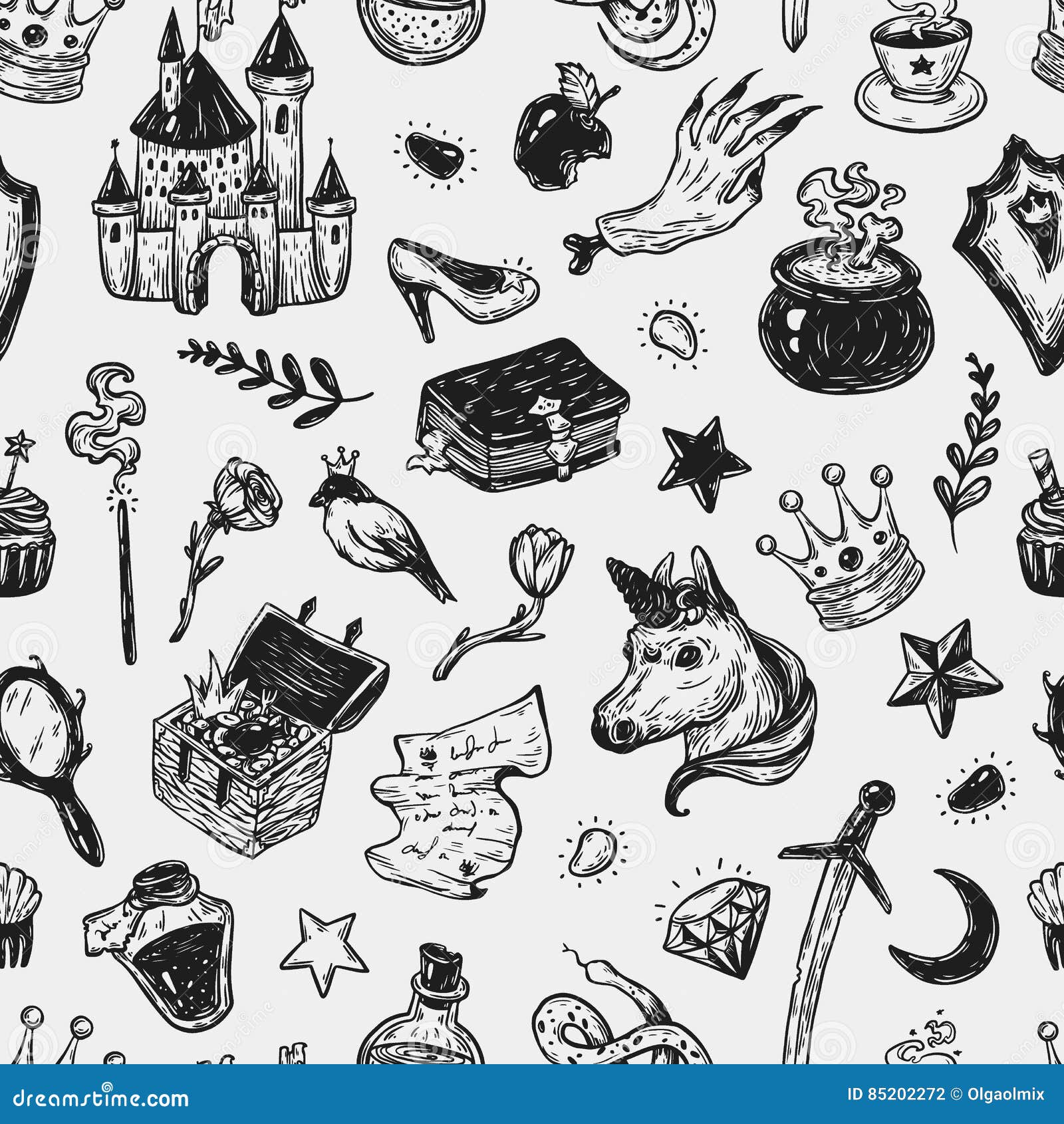 Märchen, Muster vektor abbildung. Illustration von phantasie - 85202272