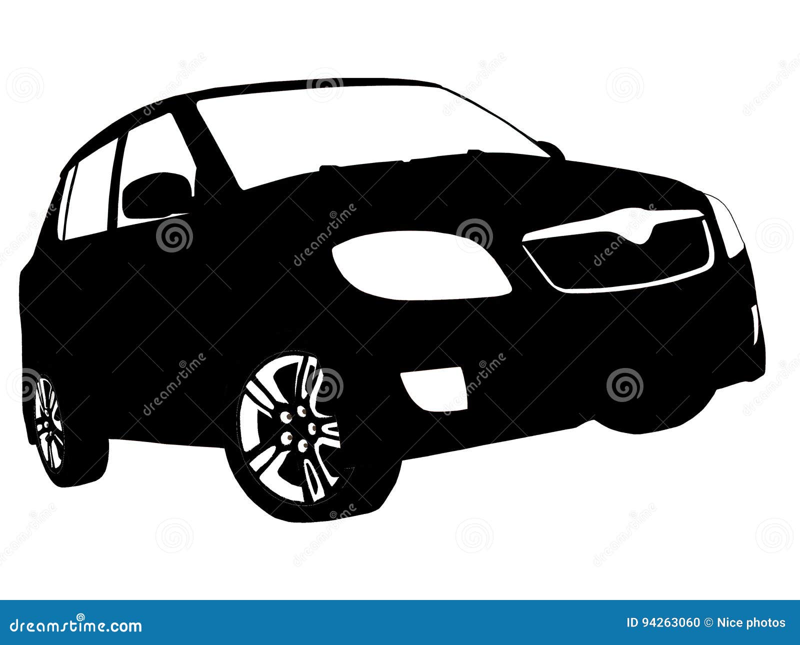 Målad svart/vit bil stock illustrationer. Illustration av isolera ...