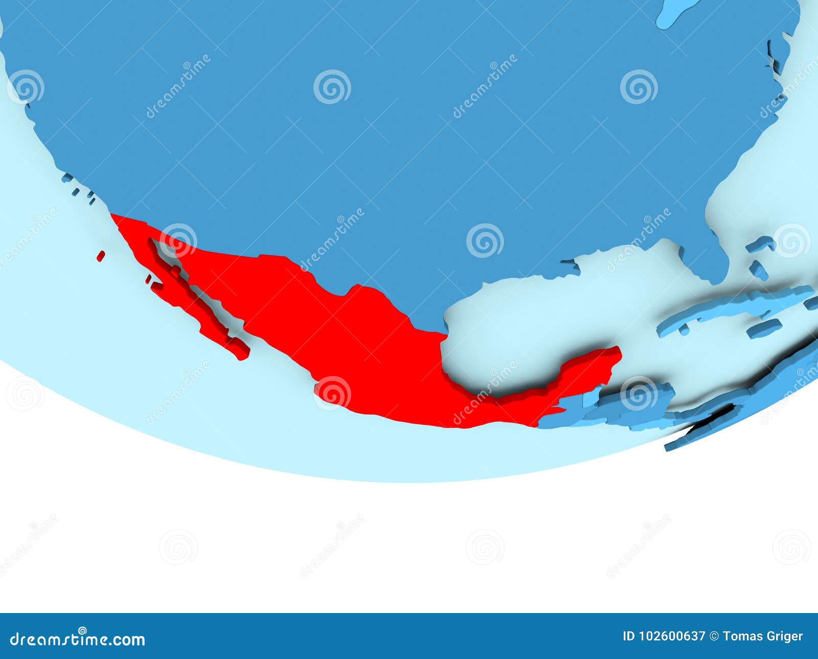 México En Rojo En Mapa Azul Stock de ilustración - Ilustración de ...