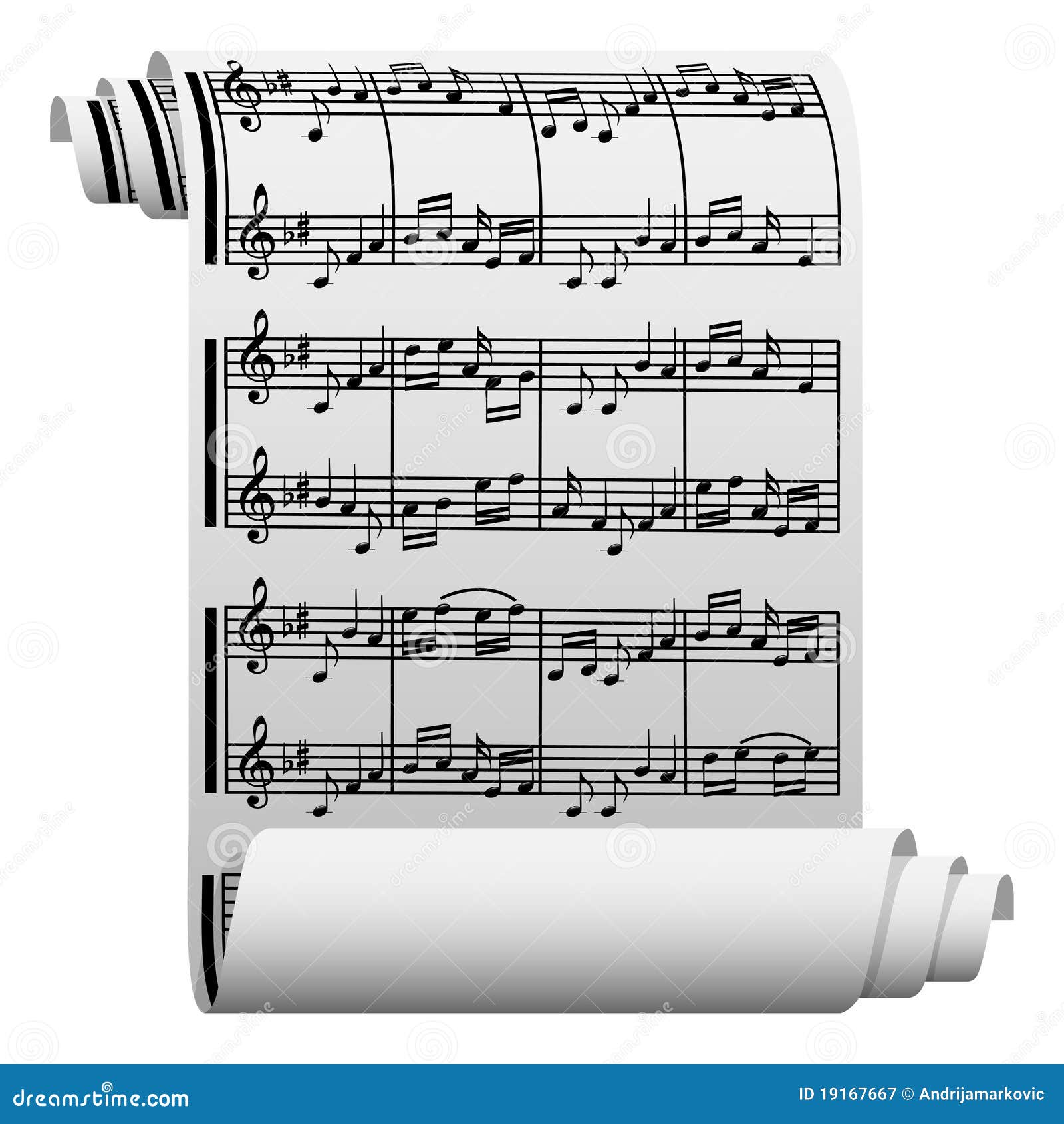 Música escrita no papel ilustração do vetor. Ilustração de livre - 19167667