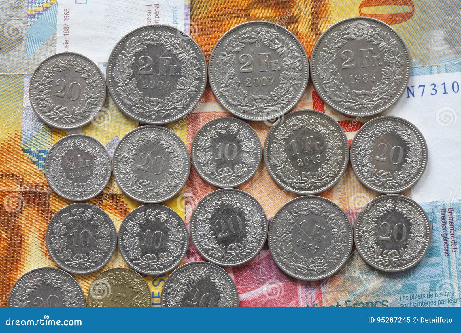 Münzen Der Schweizer Franken Und Rappen Stockbild - Bild von franc ...