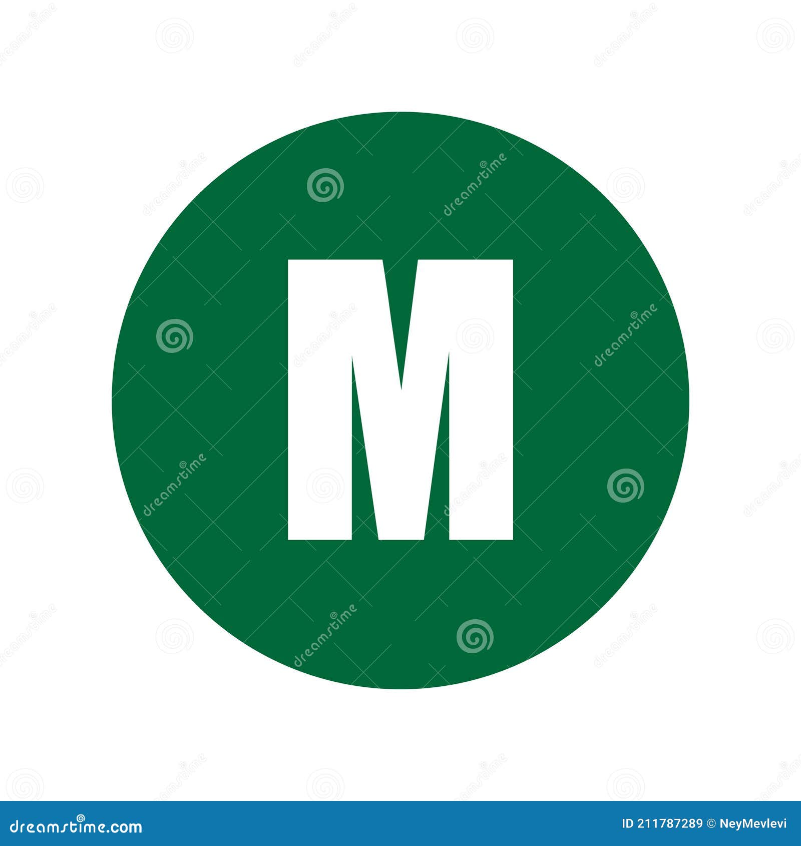 Letter M Logo Symbol in Green Circle. Stock Vector - Illustration of ...