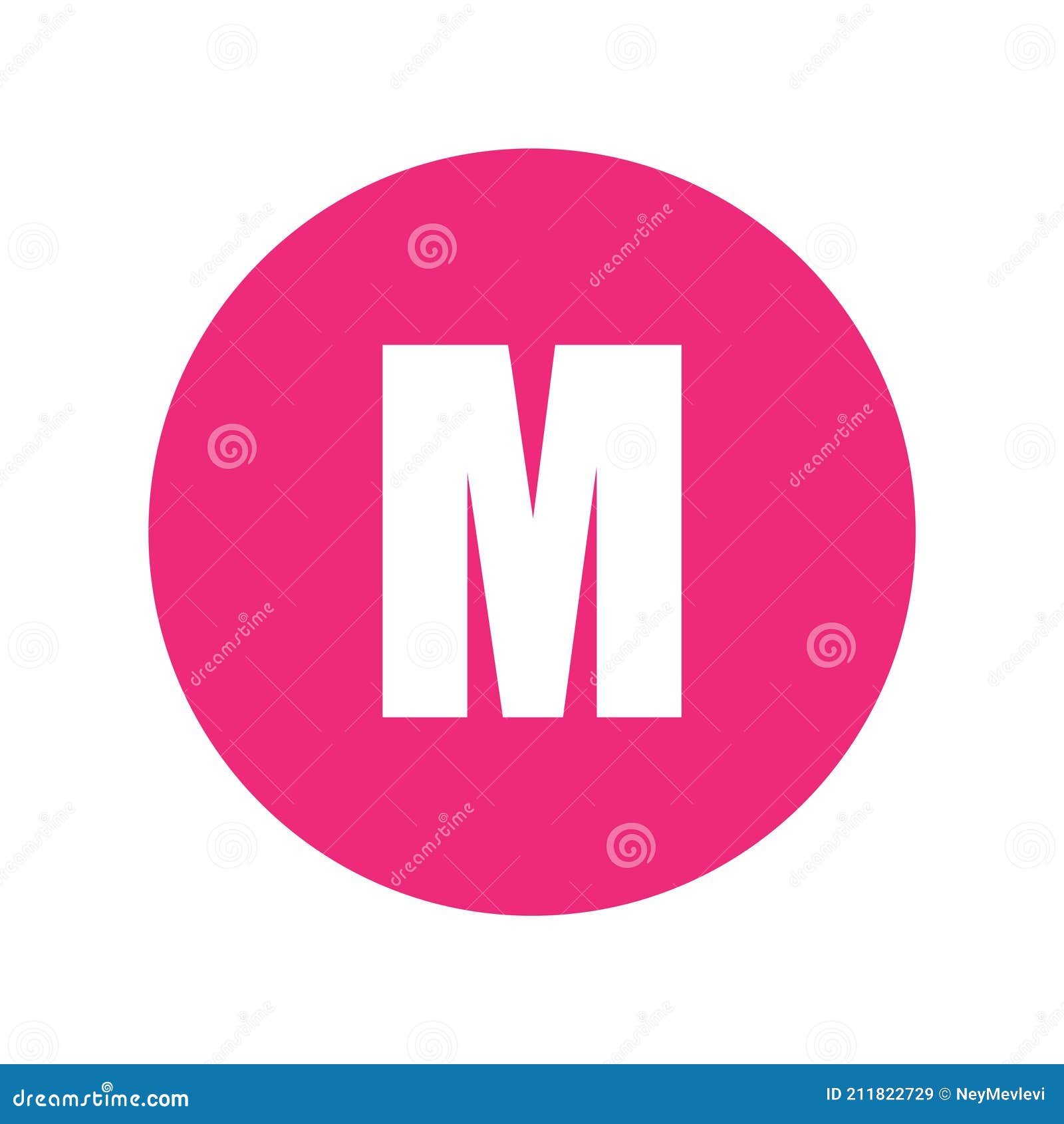 Letter M Logo Symbol in Pink Circle. Stock Vector - Illustration of ...