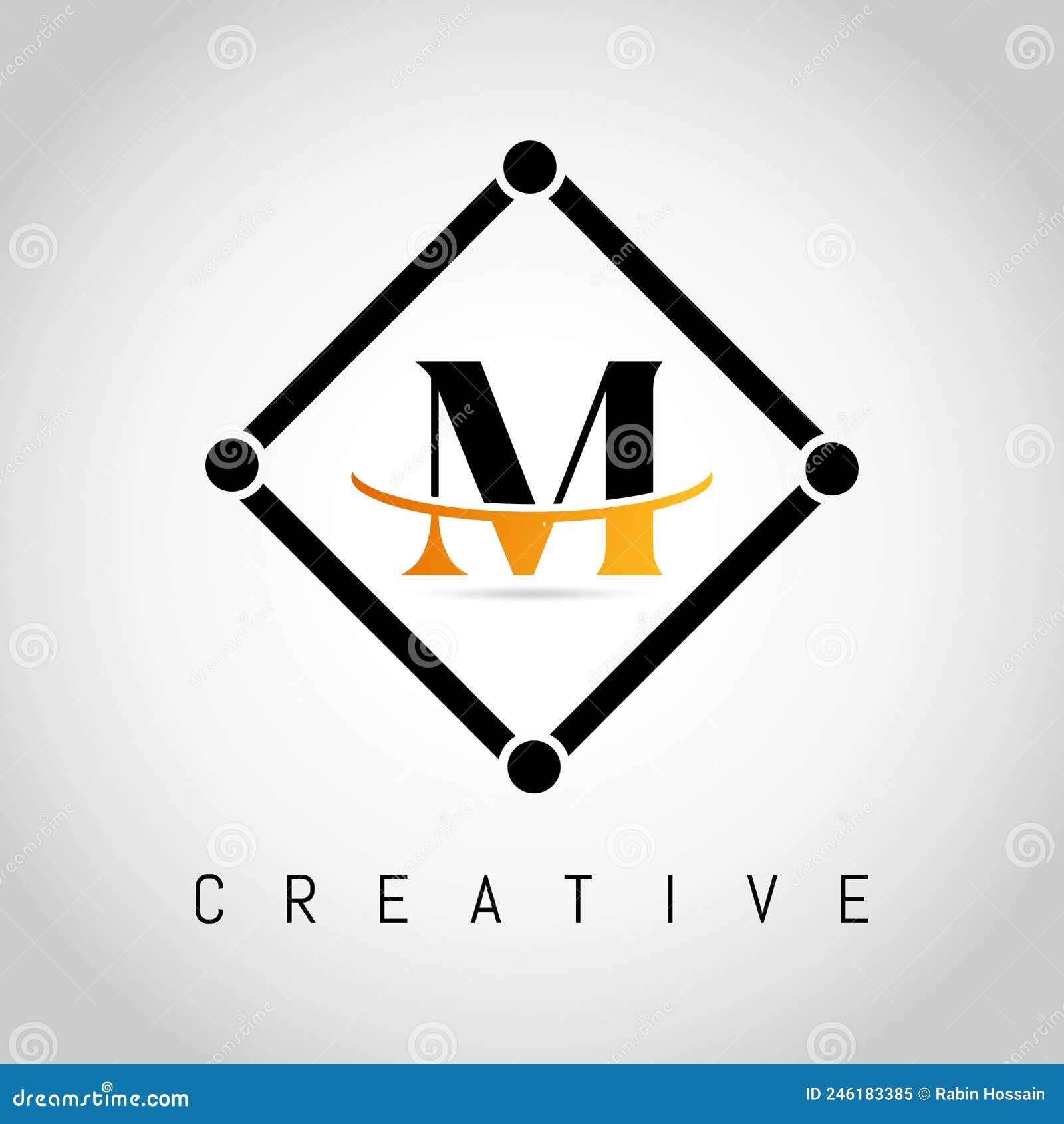 M Square Framed Letter Logo Design Vector . Stock Vector - Illustration ...