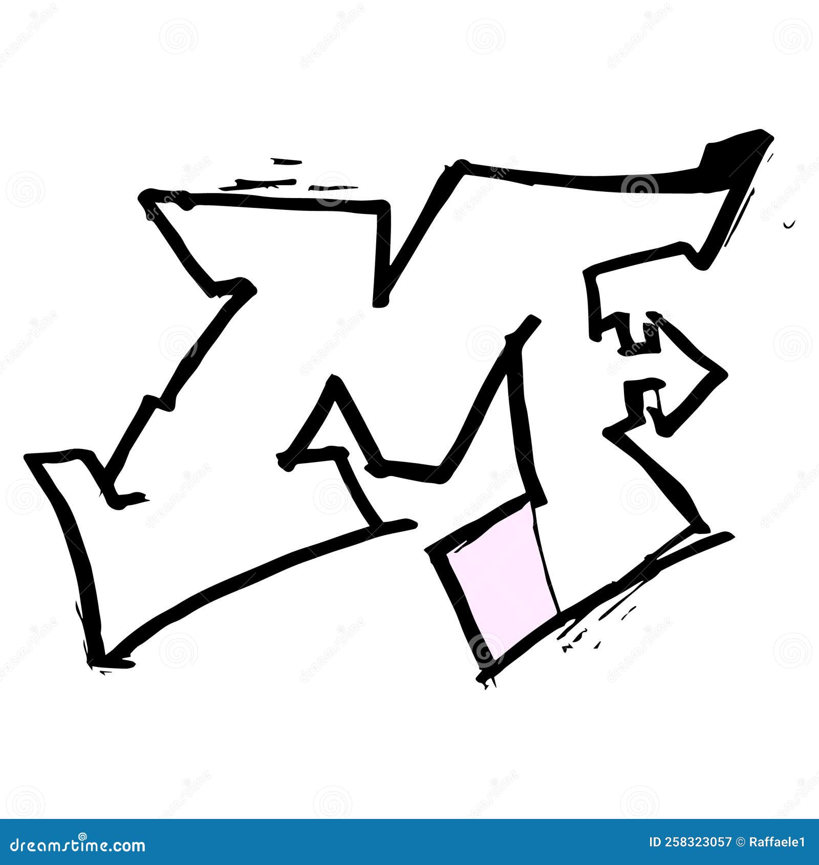 Vector Letter M in Black and White Colors, Drawn in Graffiti Style ...