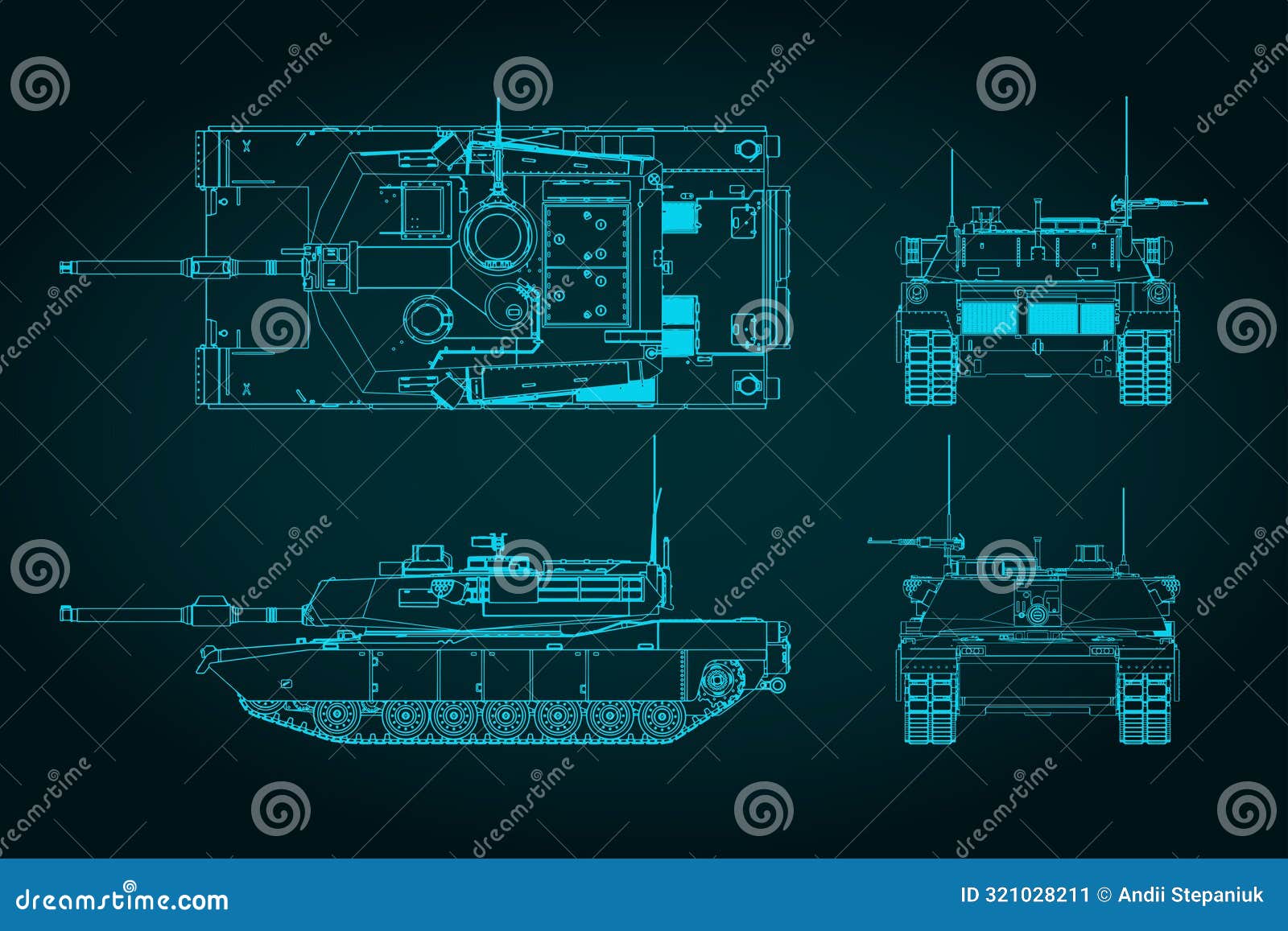 M1 Abrams Tank Blueprints Illustration Stock Vector - Illustration of ...