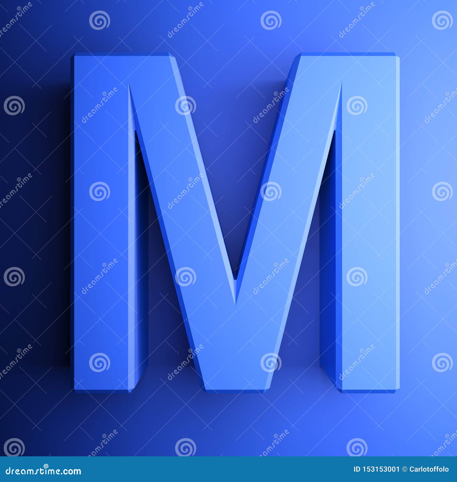 M Alphabetic Letter Blue, Isolated on Blue Background - 3D Rendering ...