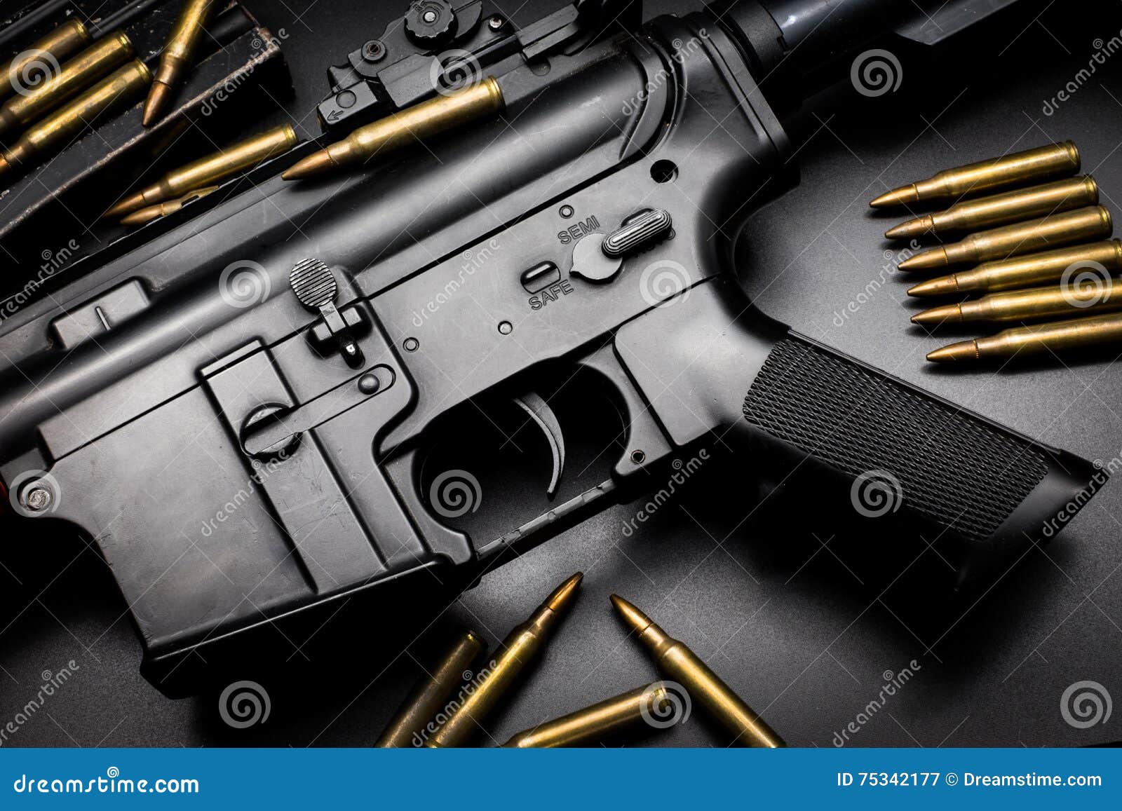 M4A1 Assault Rifle on Black Background Stock Image - Image of ...