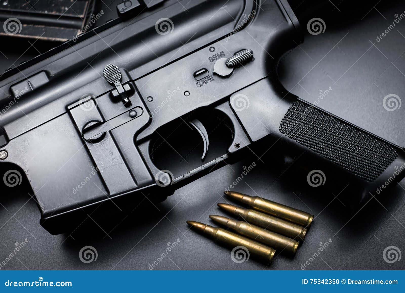 M4A1 Assault Rifle On Black Background Stock Photography ...